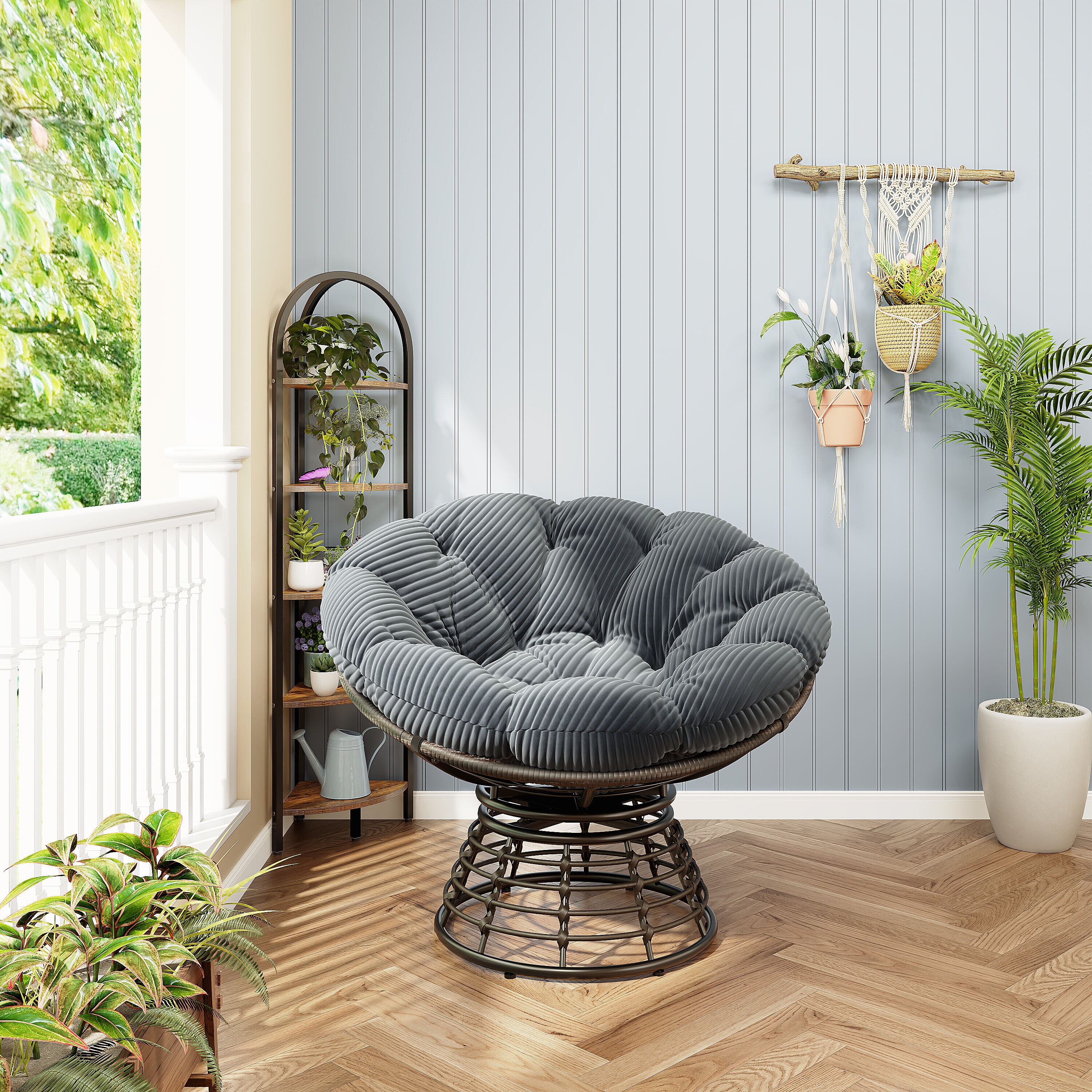 LUXEYARD Comfortable Ergonomic Wicker Papasan Chair Ideal for Living ...
