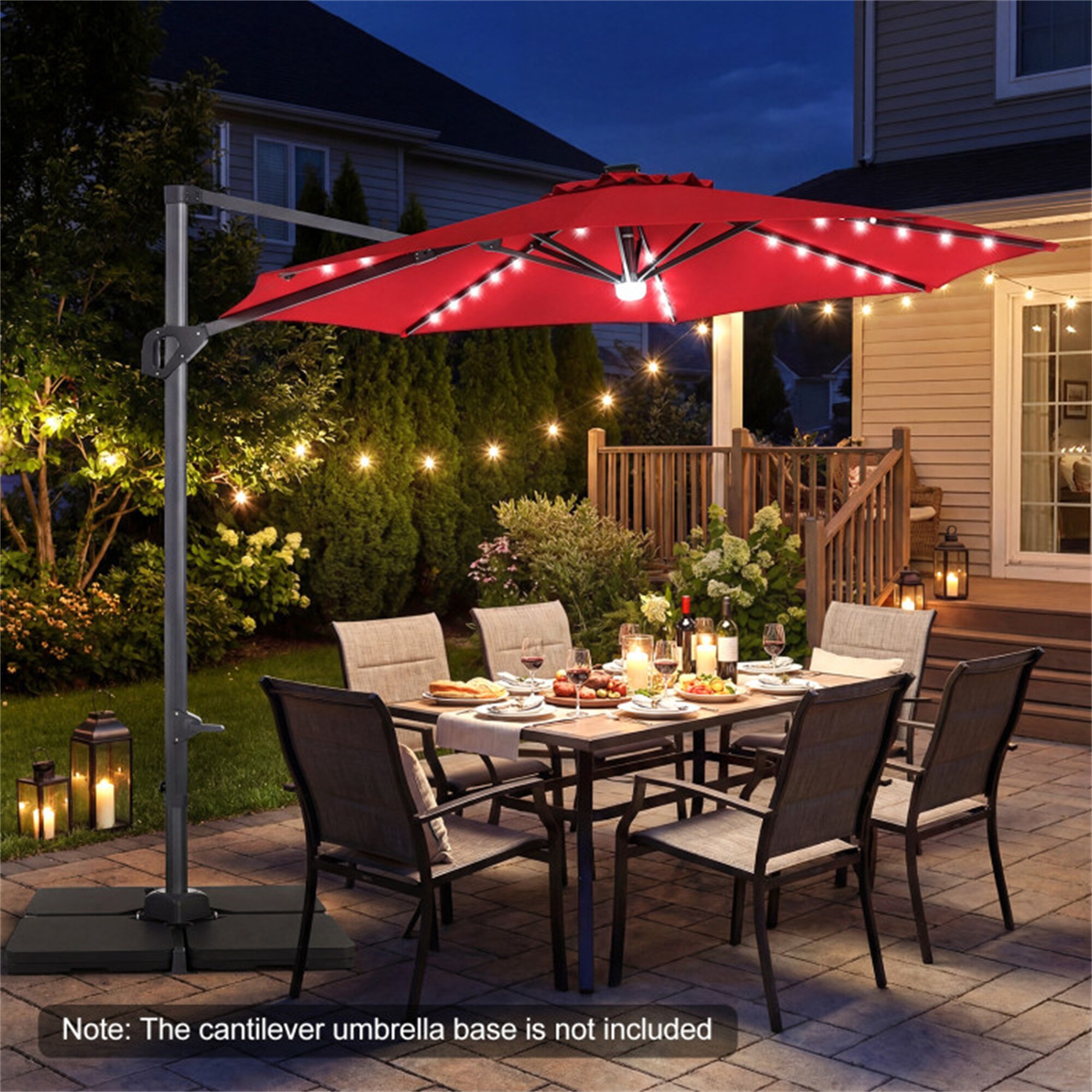 BABOOM 10-ft Aluminum Red Slide-tilt Cantilever Patio Umbrella with ...