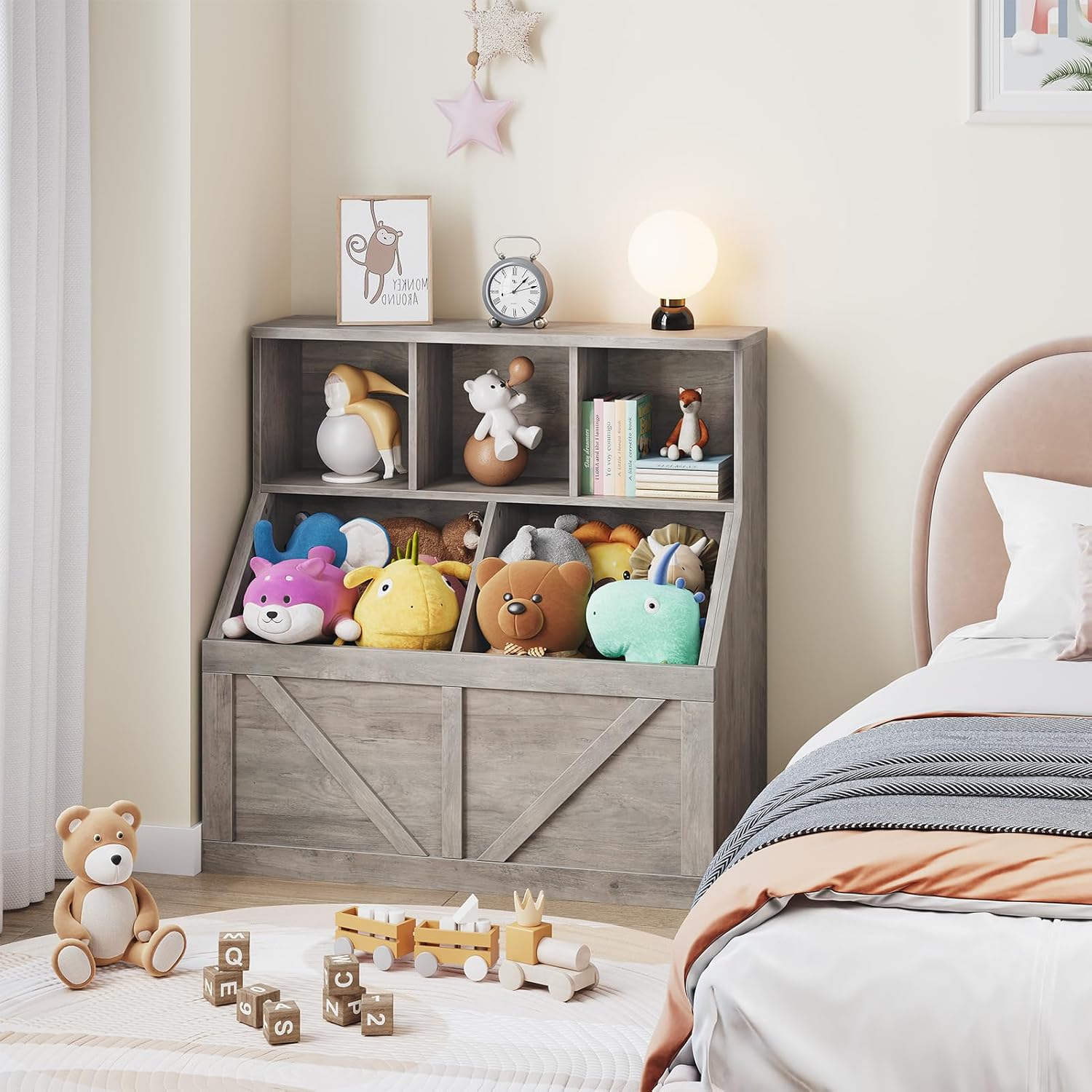 Qeetex Kids Bookshelf and Toy Storage Toy Storage Organizer Toy ...