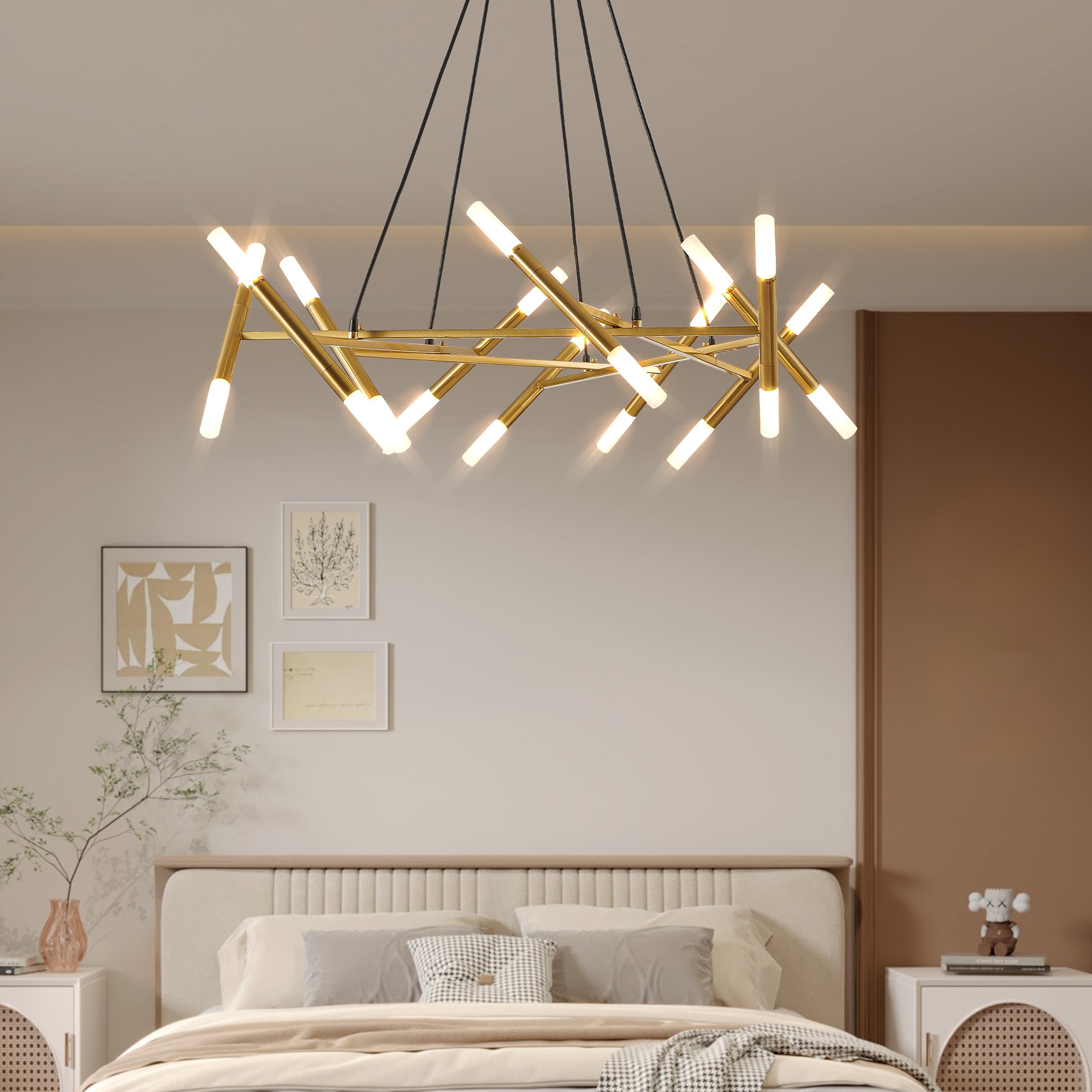 BABOOM Large Contemporary Crystal Chandelier 10-Light Gold Modern ...