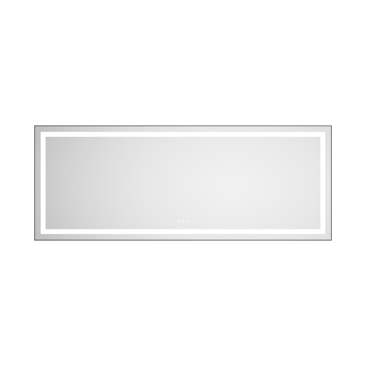 LIVACA 72 inch x 28 inch Gun Ash LED Bathroom Mirror with Aluminum ...