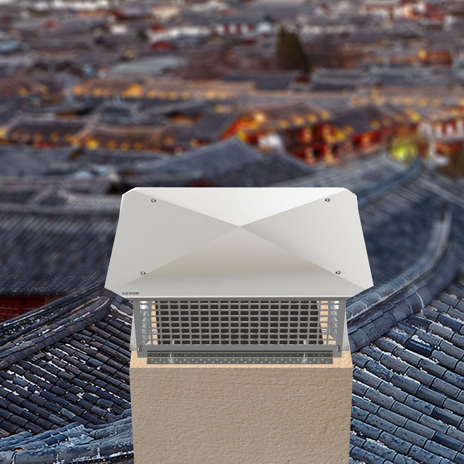 VEVOR Chimney Cap, 13" x 21" Flue Caps 13-in W x 21-in L Silver ...