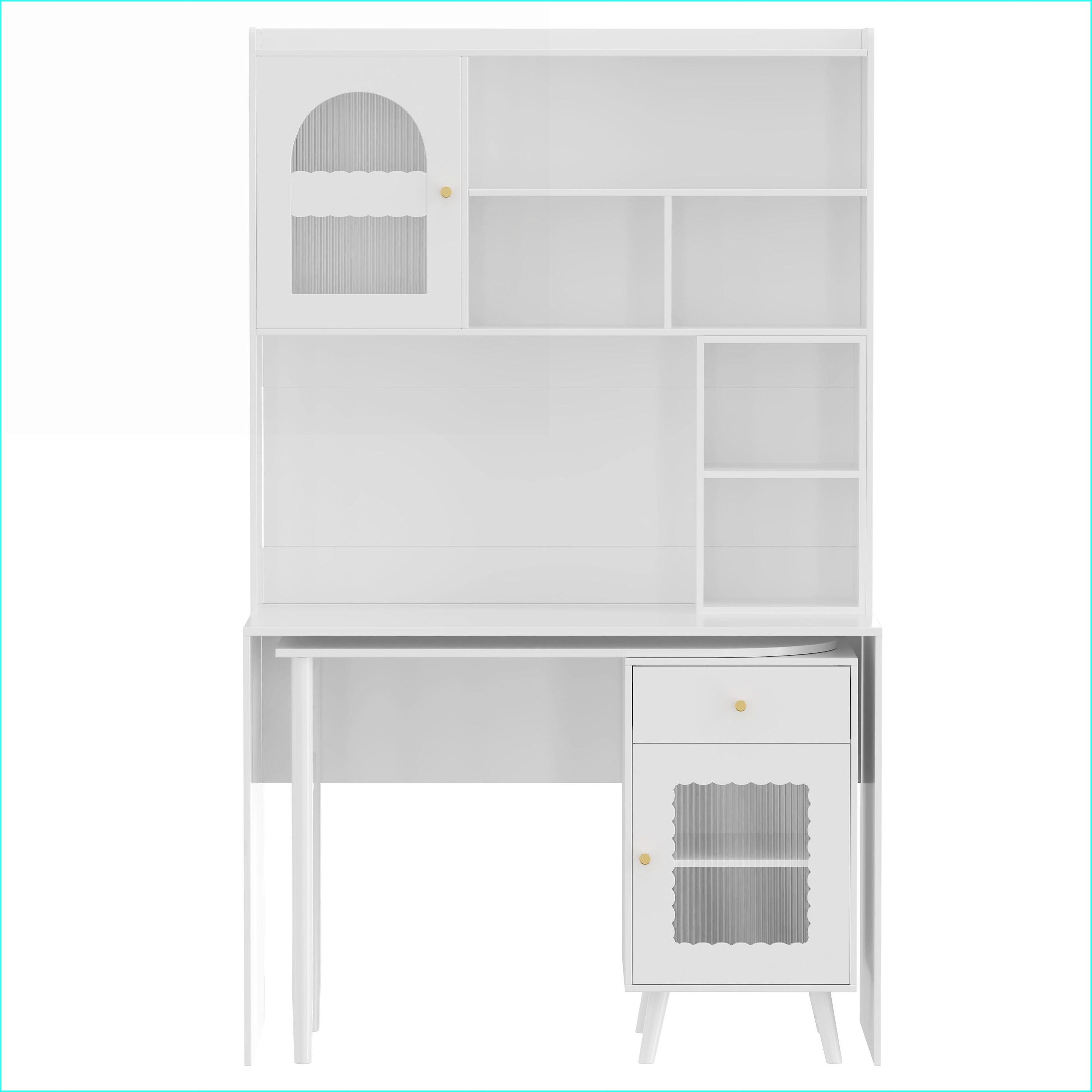 SunJet Desks with 90 Degree Rotating Desktop 43x70in White Office Desk ...
