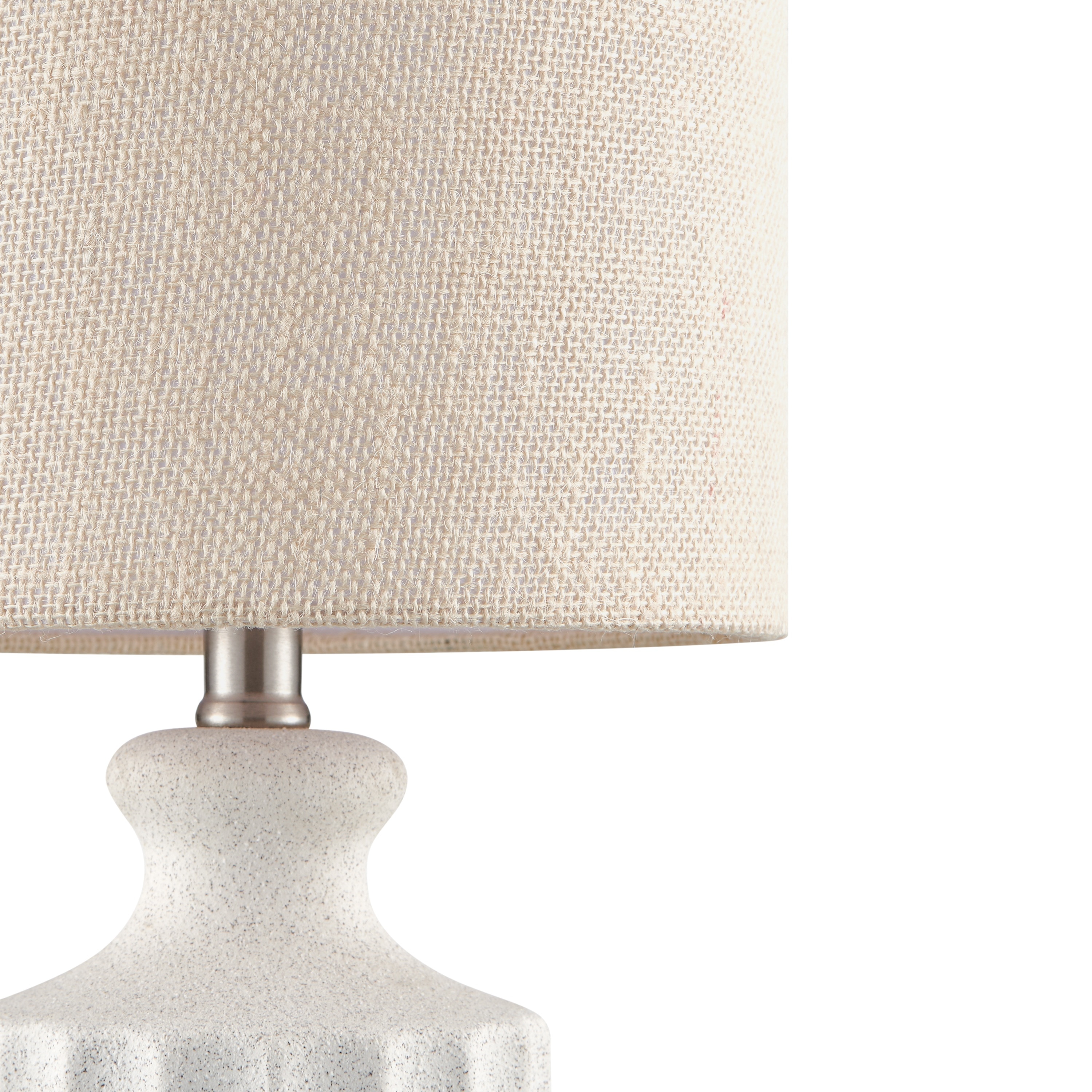 KAWOTI Kem 18-in Rustic White Rotary socket Table Lamp with Linen Shade ...