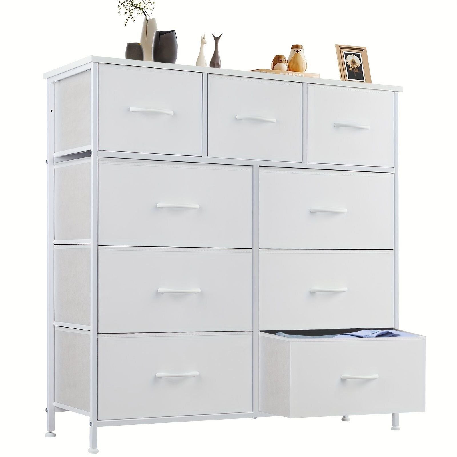 Huluwat Dresser for Bedroom with 9 Fabric Drawers Tall Chest Organizer ...