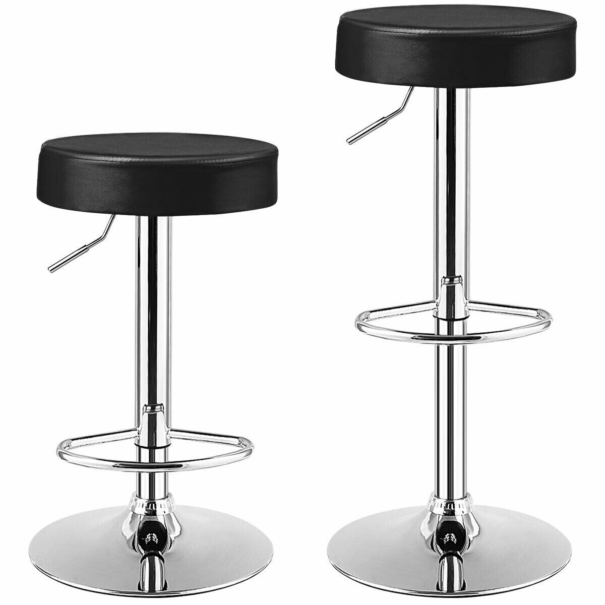 LIVIZA Black 26-in H Adjustable height Upholstered Swivel Metal ...