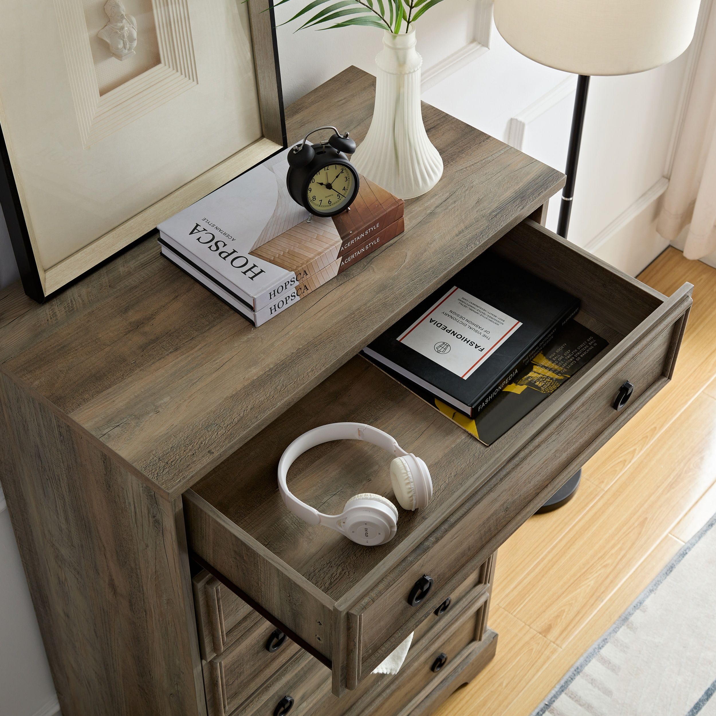 JUSHUA Modern 6 Drawer Dresser Dressers for Bedroom Tall Chest of ...