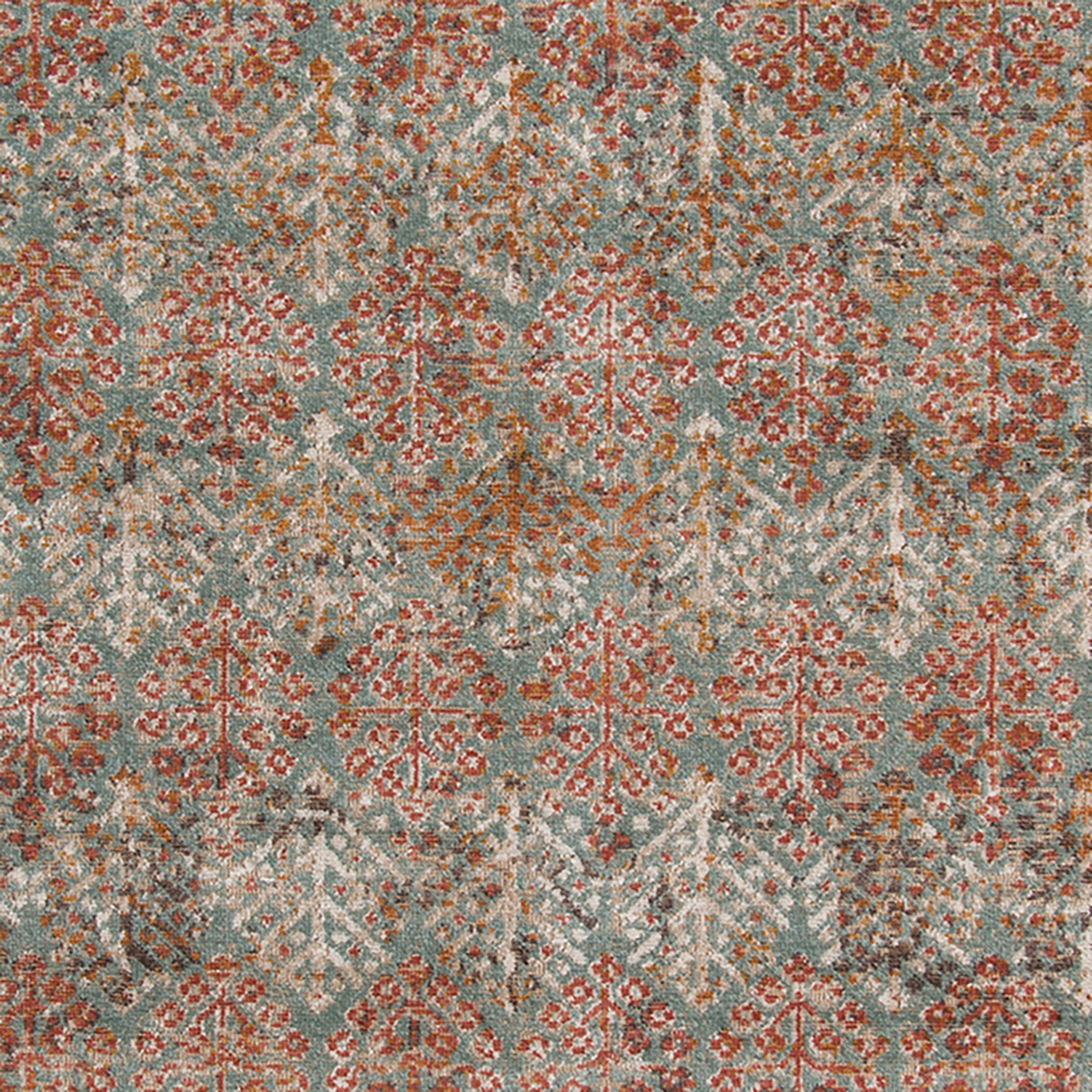 Amer Rugs 3 x 8 (ft) Sea Blue/Rust Rectangular Indoor Border Farmhouse ...