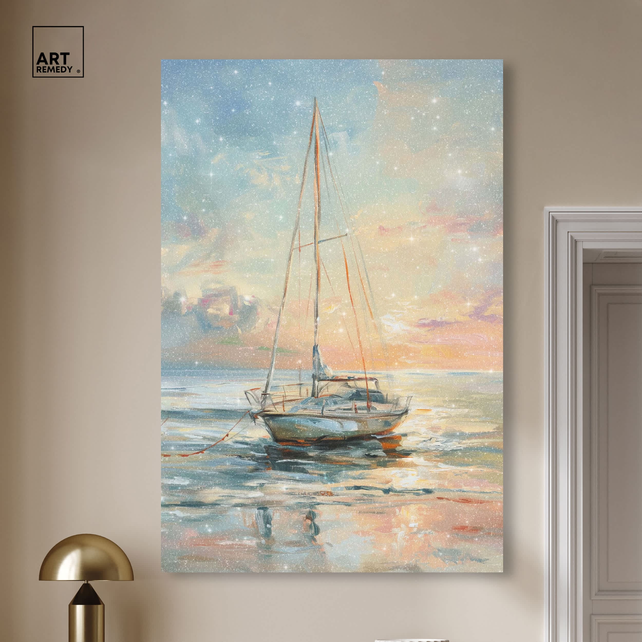 Art Remedy Boat on the Shore Glam Print by Gallery Wrapped 36 x 54 in ...