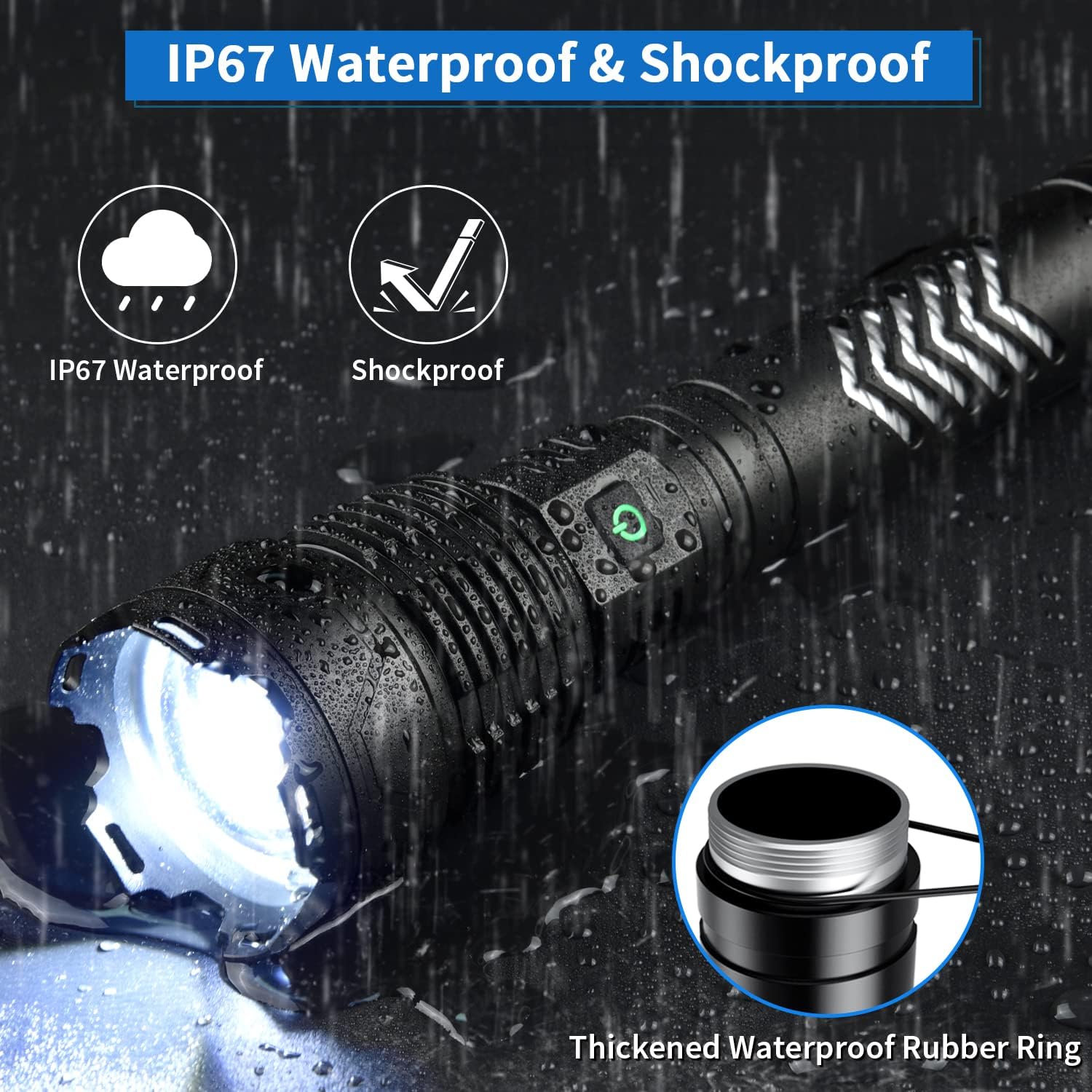 Sunitact Super Bright LED Flashlight 6000 High Lumens Rechargeable ...