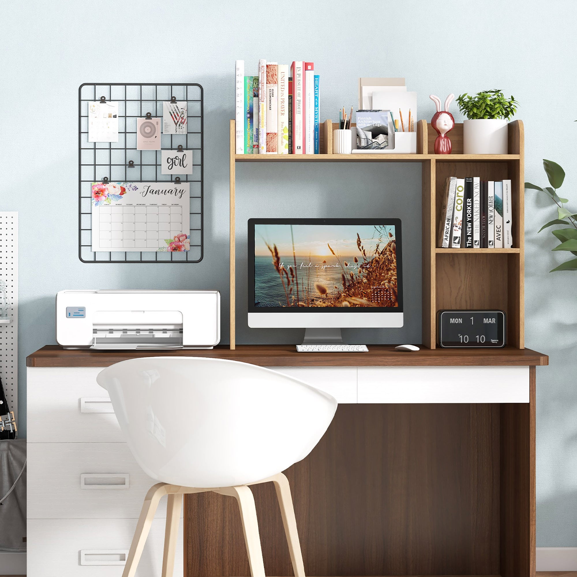 Costway Desk Bookshelf Desktop Storage Organizer Display Shelf Rack ...