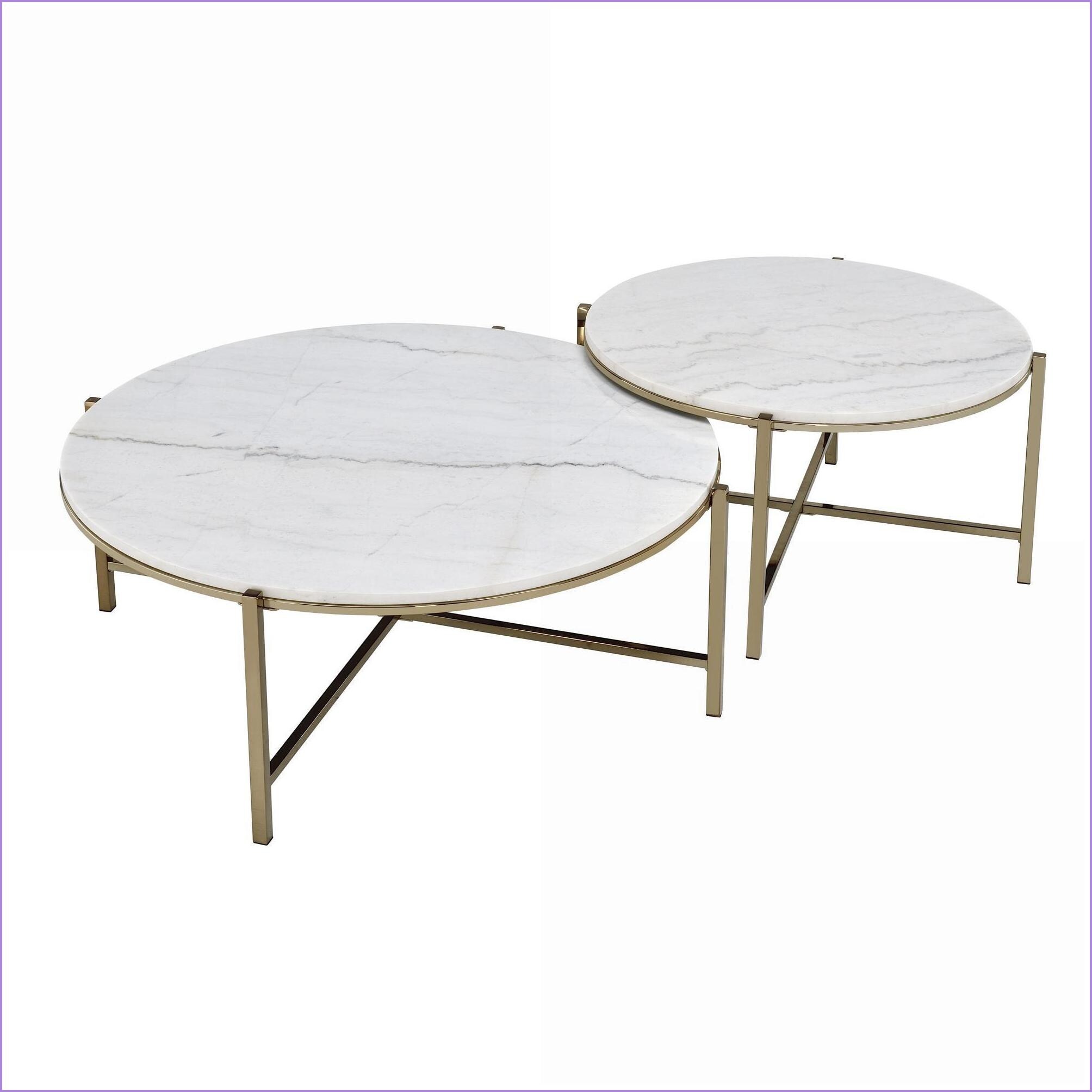 Watnature Space Saving Marble Top Nesting Coffee Table Set Nickel ...
