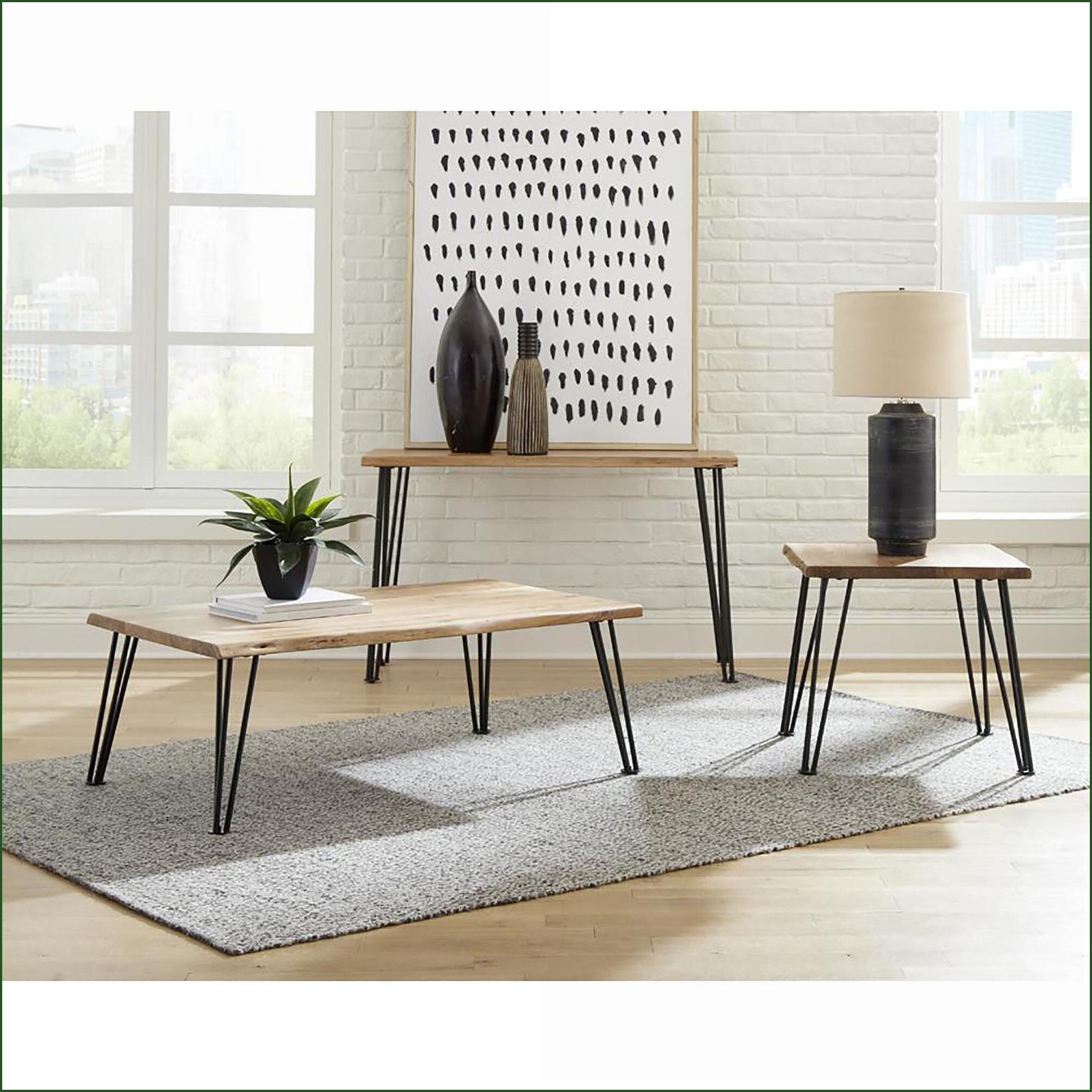 Watnature Live Edge Acacia Wood Coffee Table with Matte Black Hairpin ...