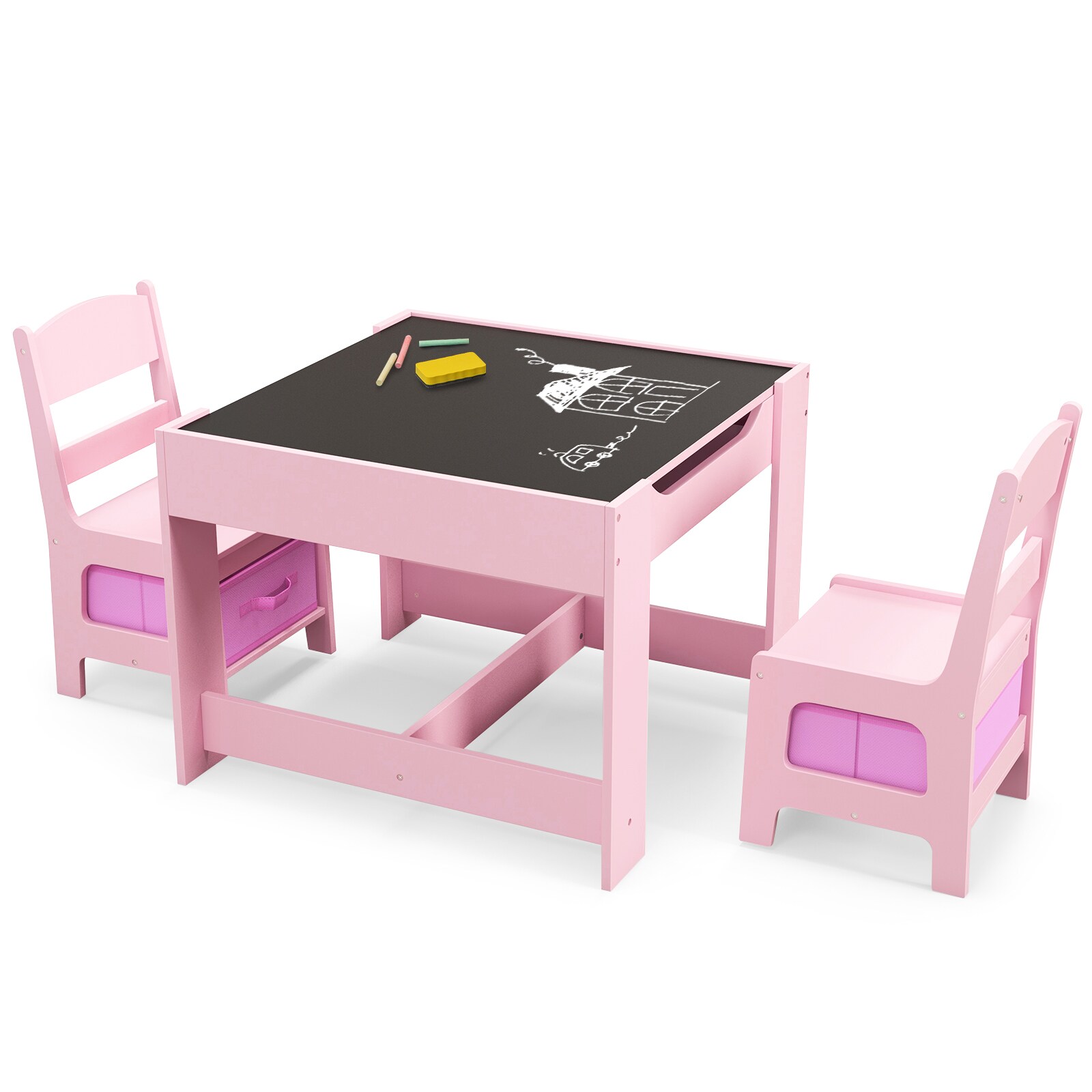 Slickblue 2-in-1 Kids Activity Table with Dual Desktop and Storage ...