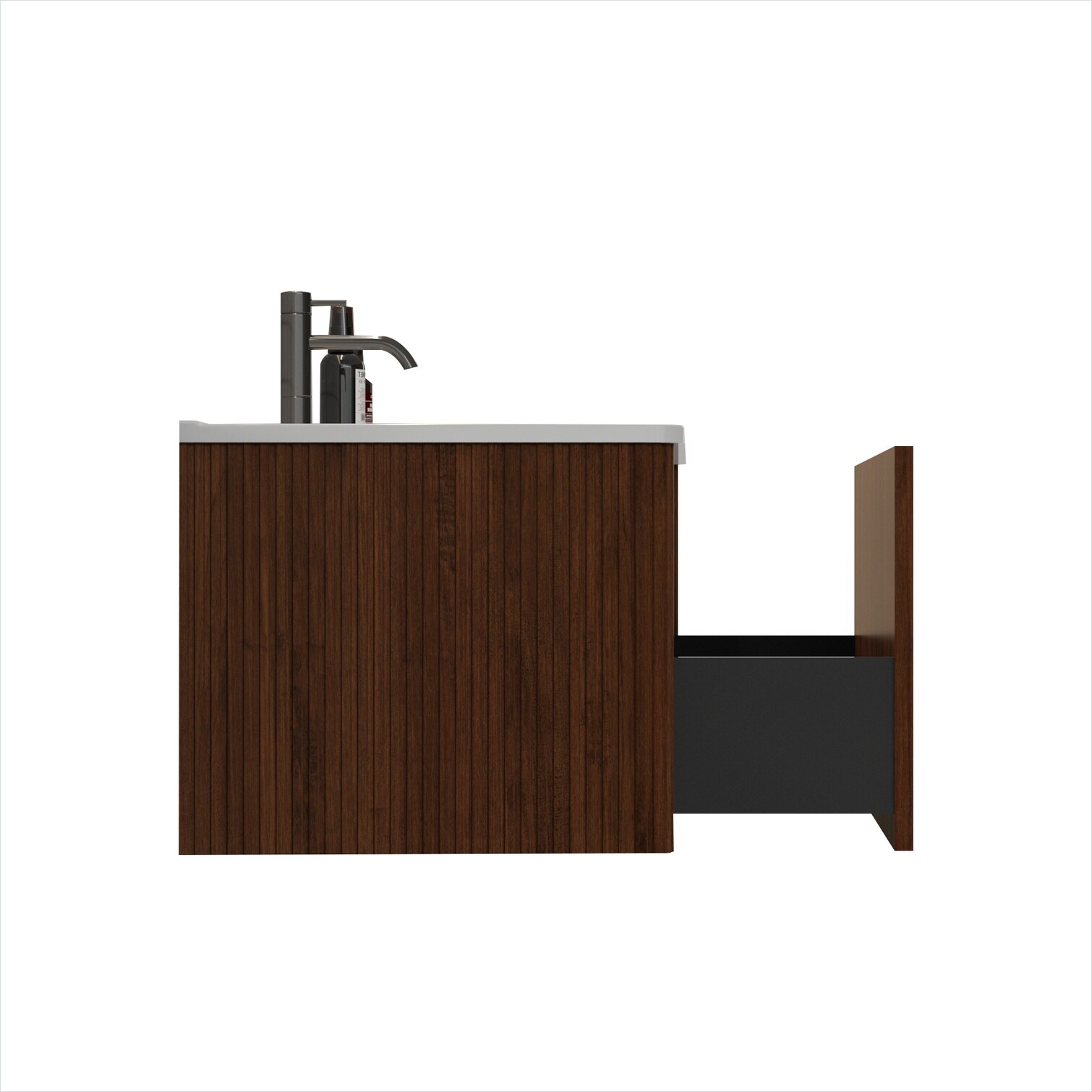SunJet WallMounted Floating Bathroom Vanity Striped Walnut with Crisp ...