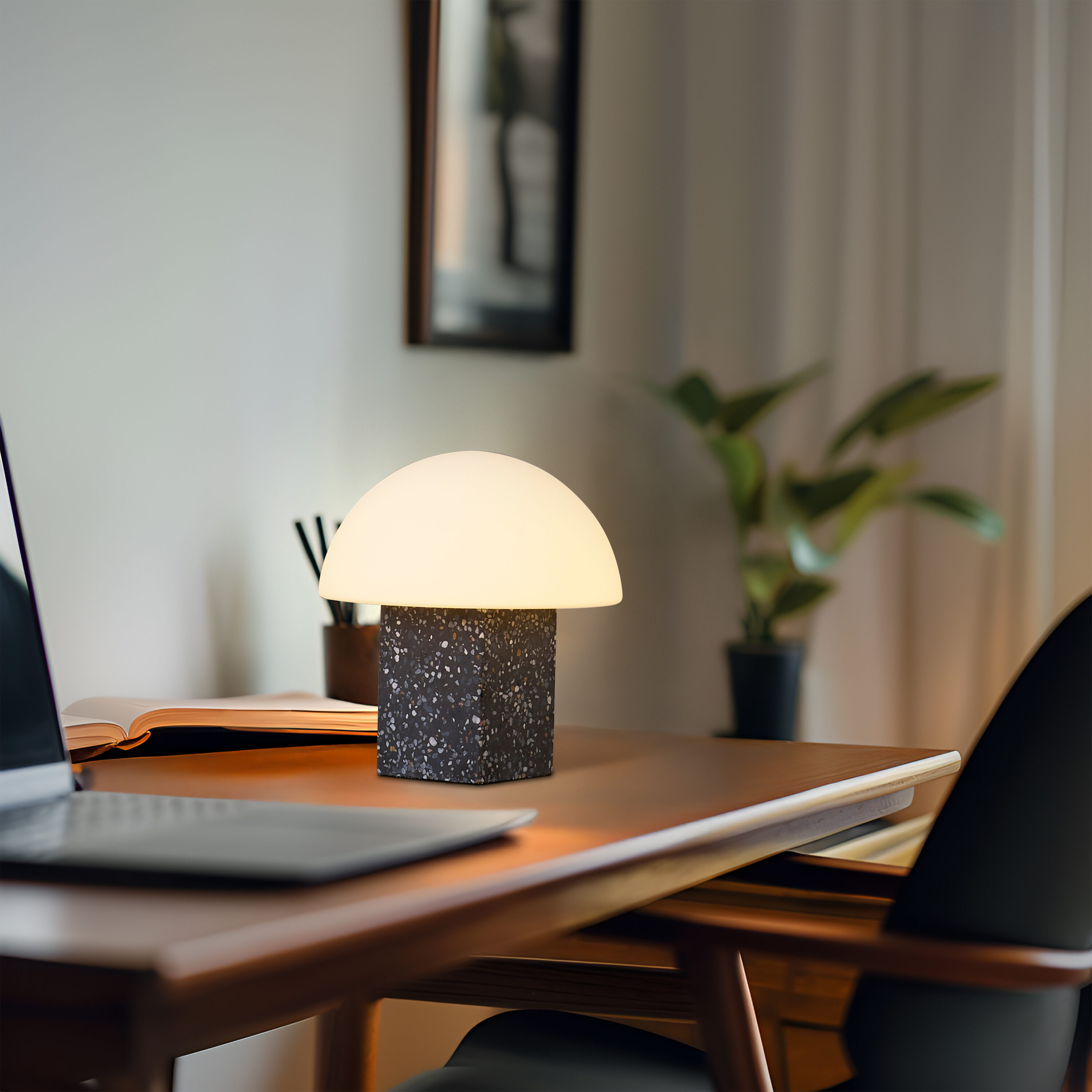 Brightech 10-in Gavin Speckled Concrete LED Desk Lamp in the Table ...