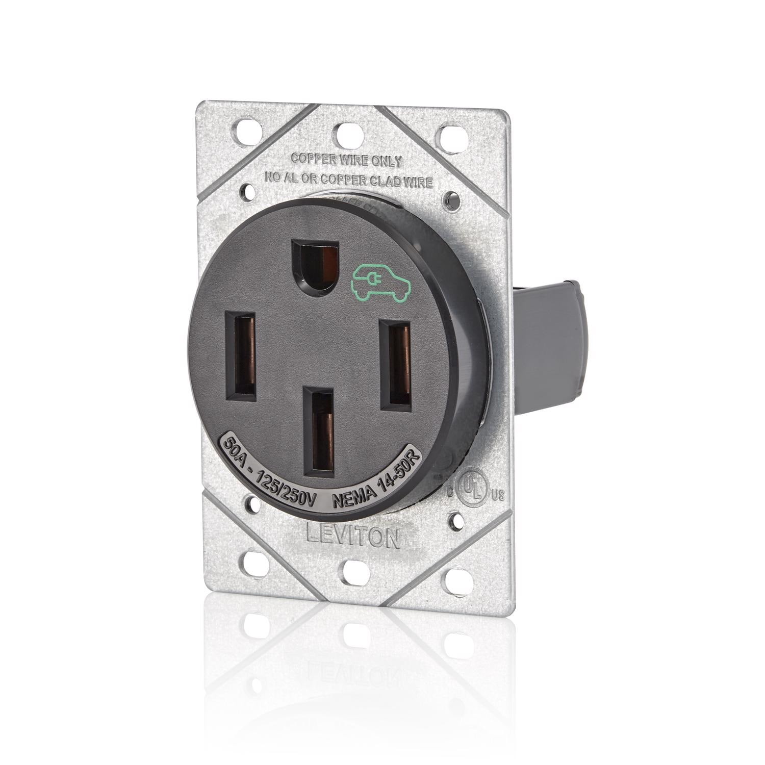 Leviton REMOVE - EV Charging 50 amps 250 V Single Black Outlet 14 50R 1 ...