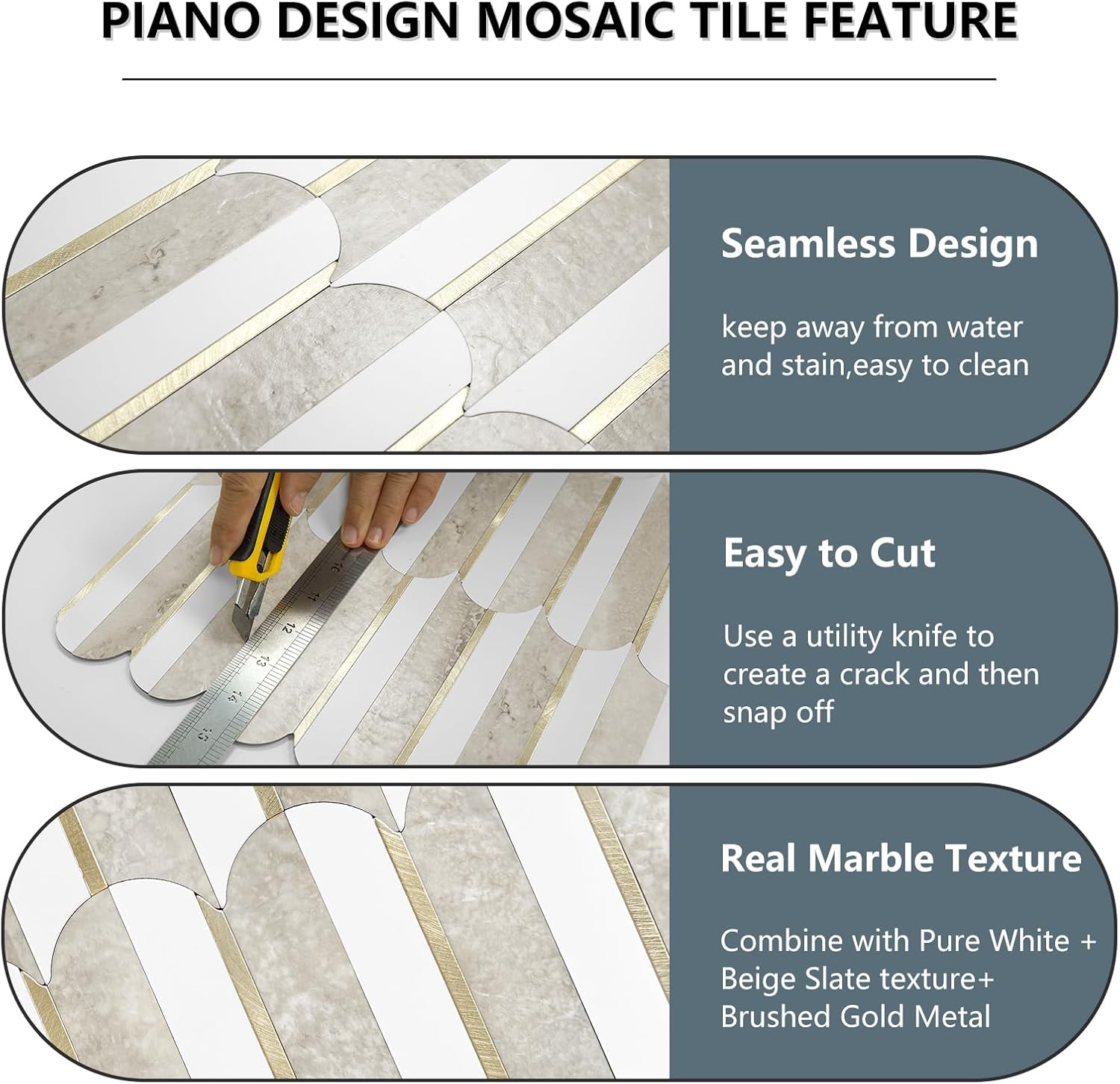 STICKGOO 10 Sheet Peel and Stick Fish Scale Metal Mosaic Backsplash ...