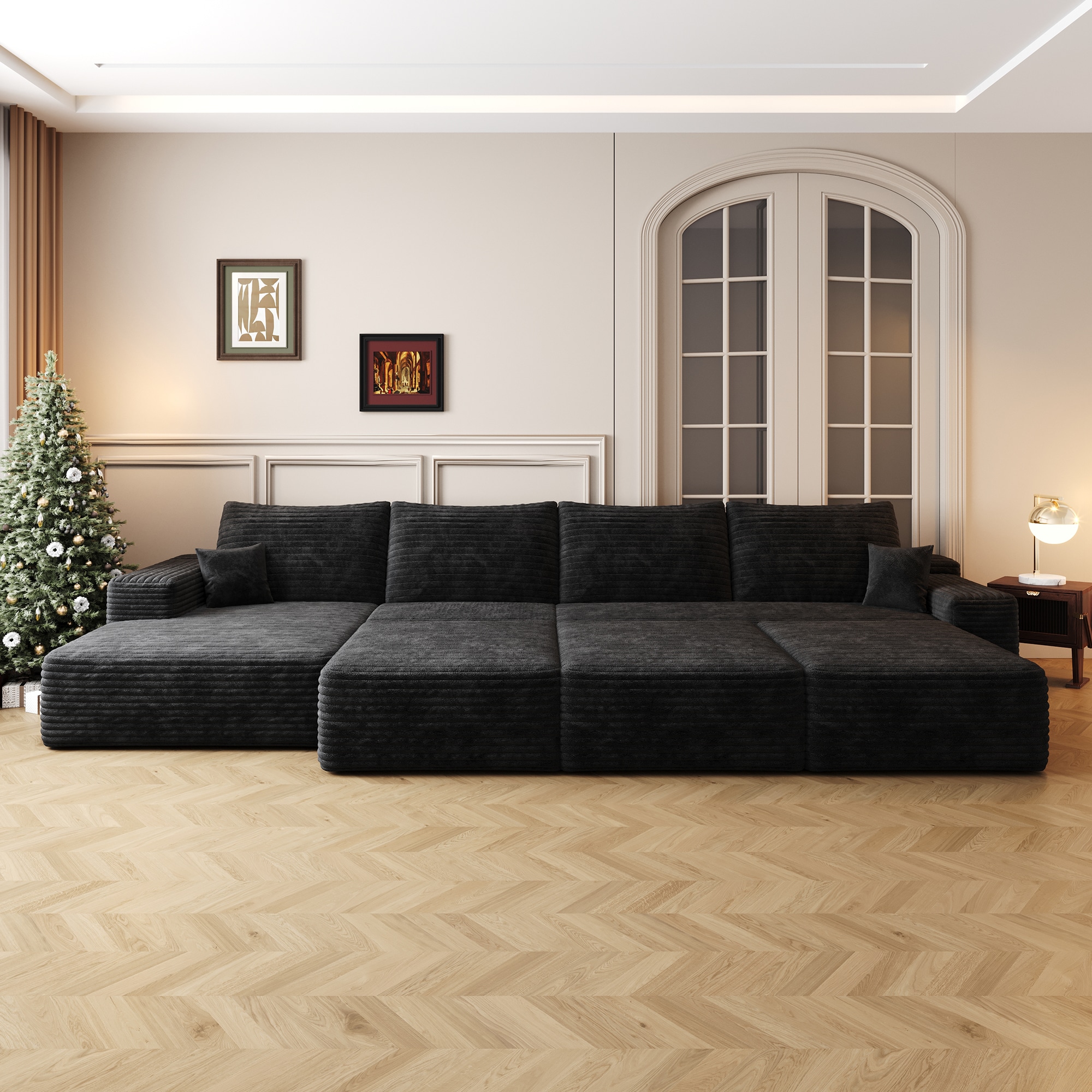 LUXEYARD 135 Inch Large Modular Cloud Sofa 6 Seater Sofa Bed No ...