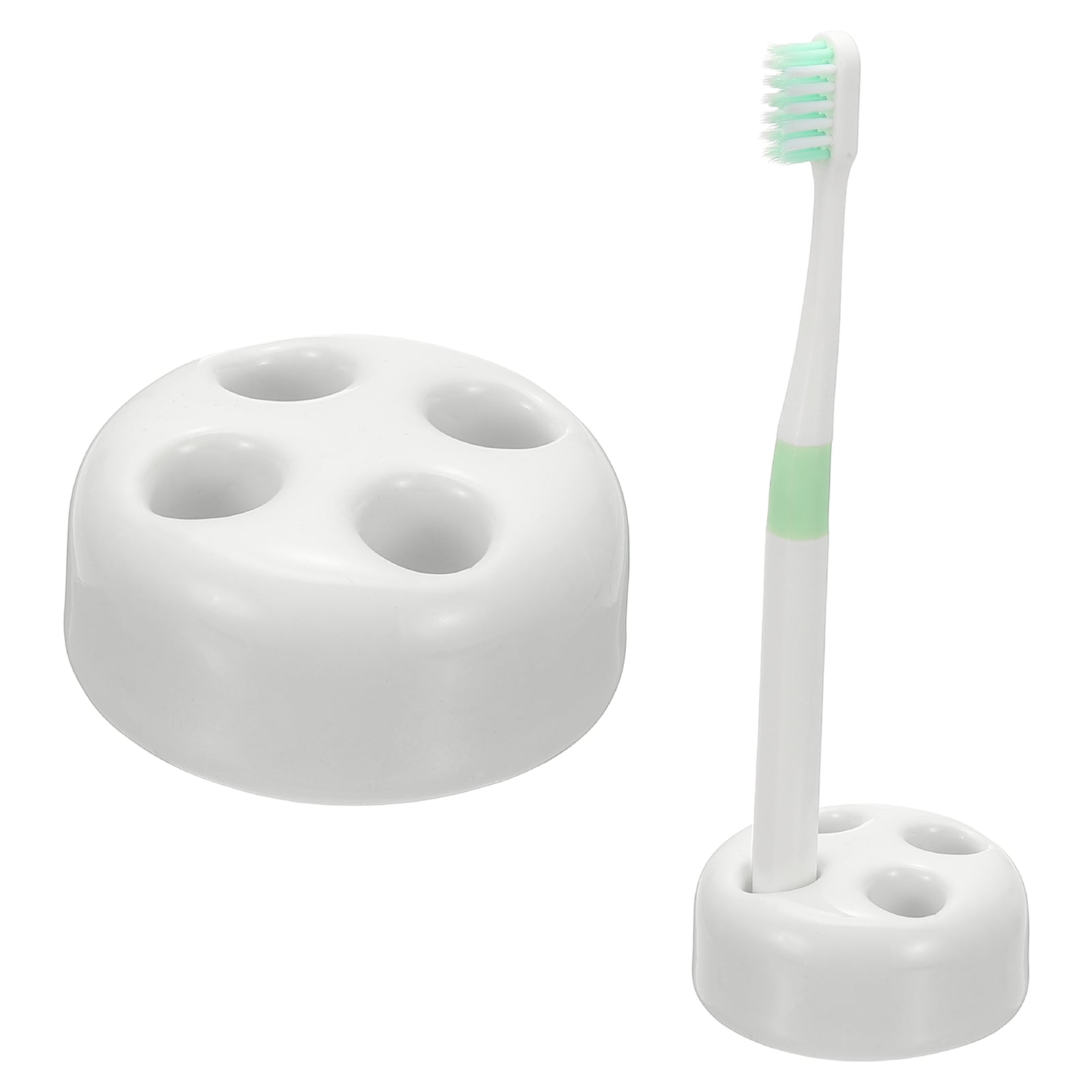 Unique Bargains Mini Ceramics Toothbrush Holder 4 Holes Sleek Round ...