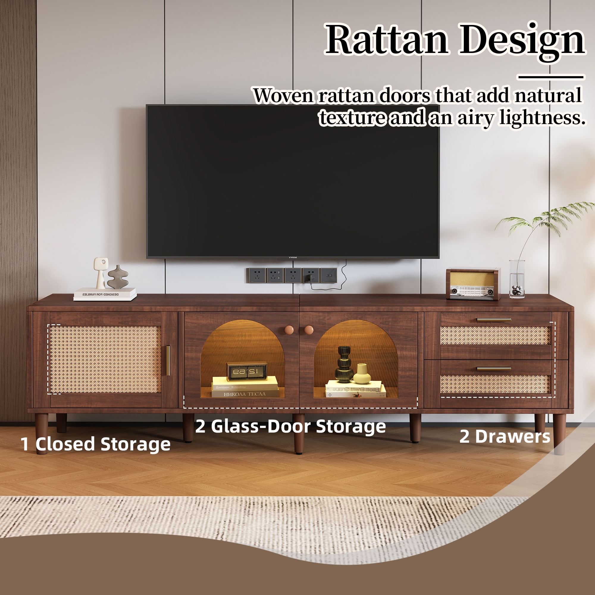 ModernLuxe Assembly Required 70 Inch Tv Stand For Tvs Up To 80 ...