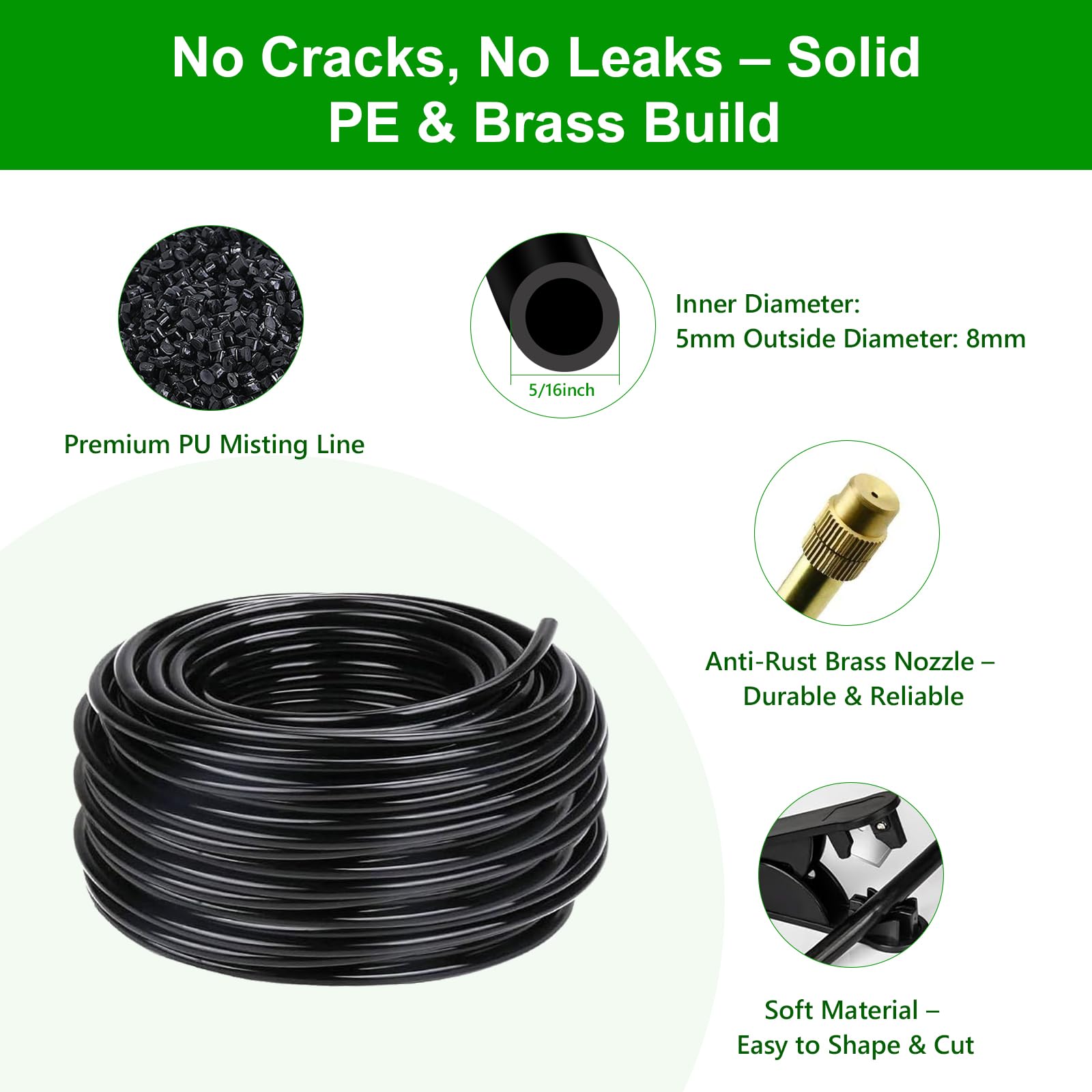 Misopily 60FT Drip Irrigation Kit 18PCS Adjustable 360 Degree Misting ...