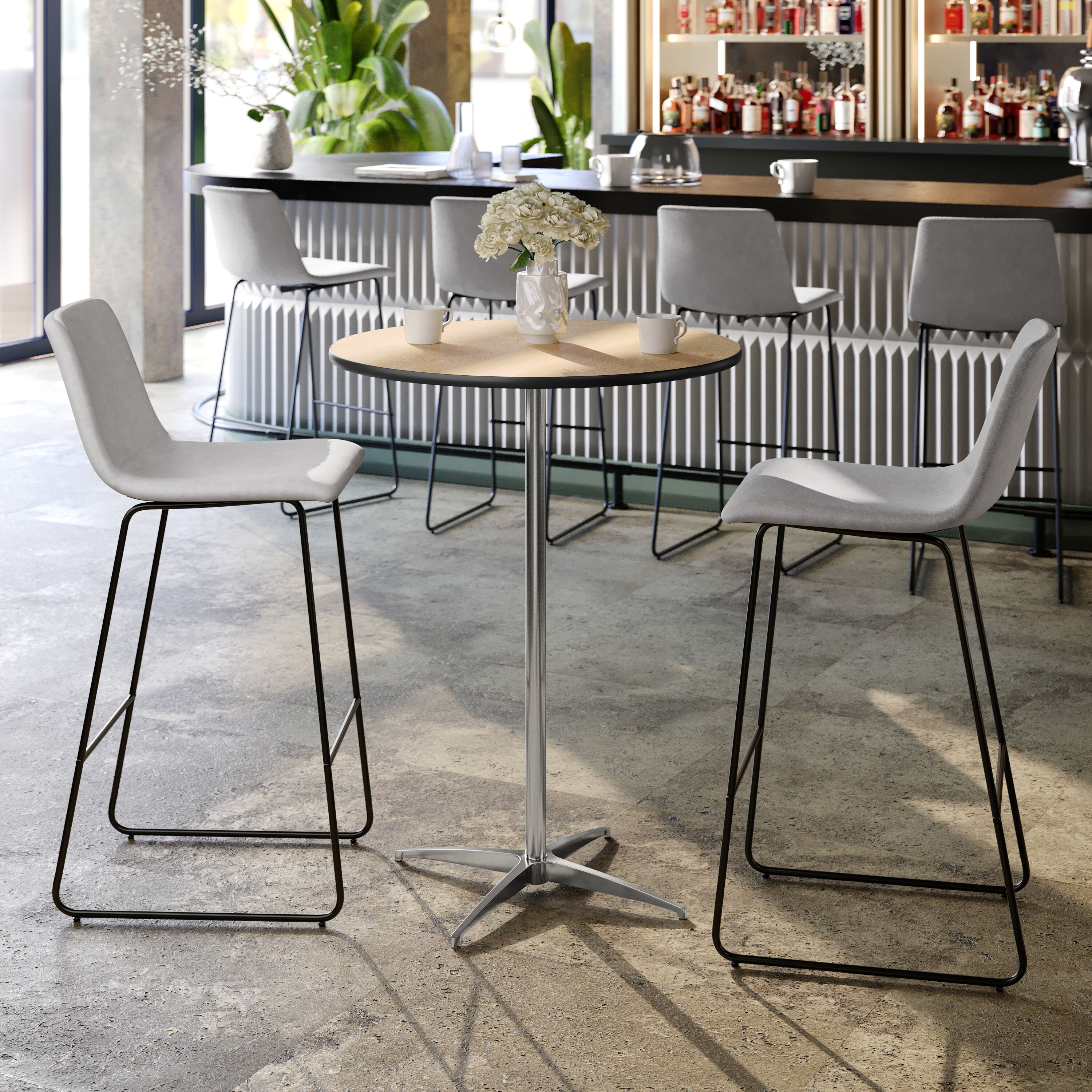 Flash Furniture Lars 30-in Round Wood Cocktail Table with 30-in and 42 ...