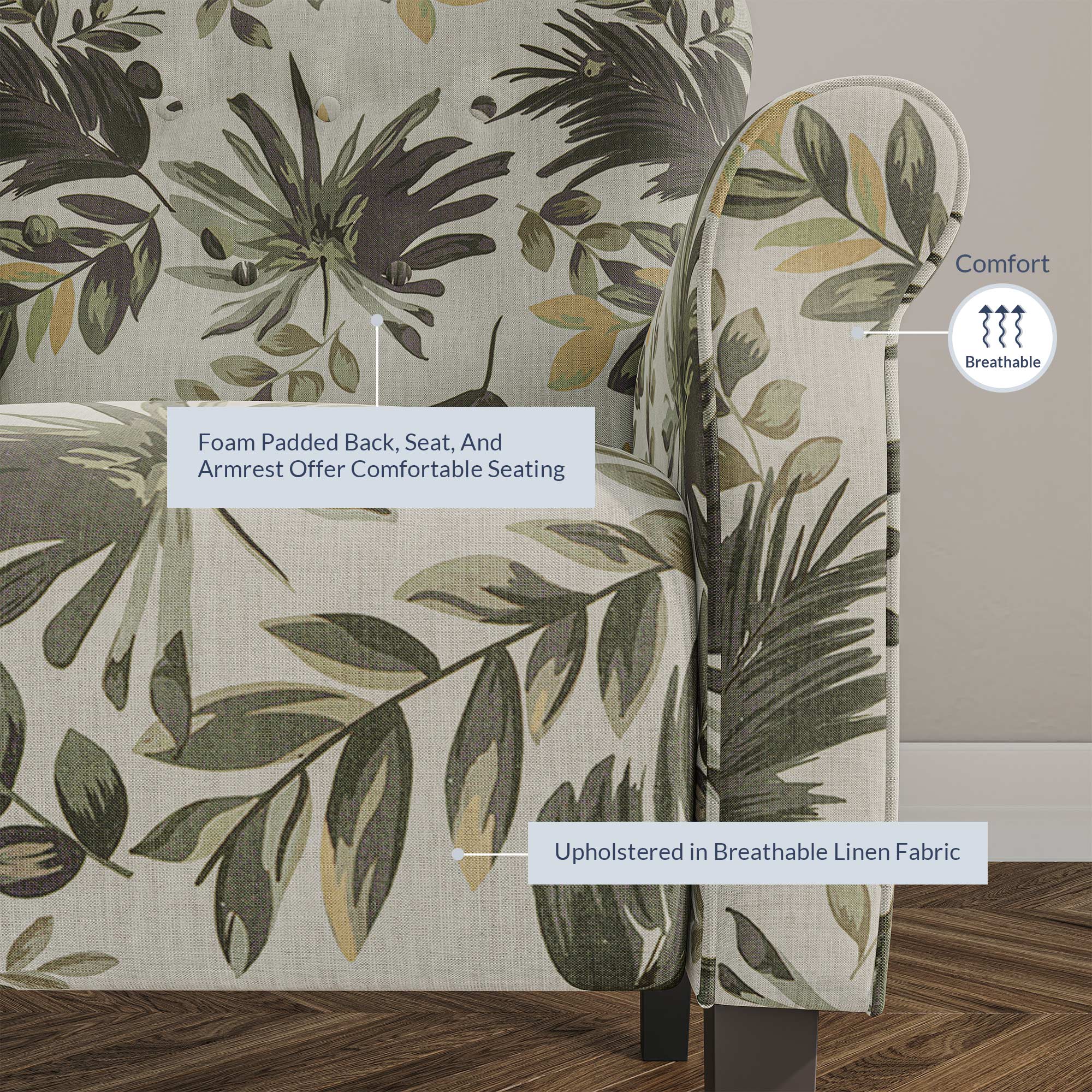 Belleze Modern Accent Chair High Back Armchair Wingback Side Chair ...