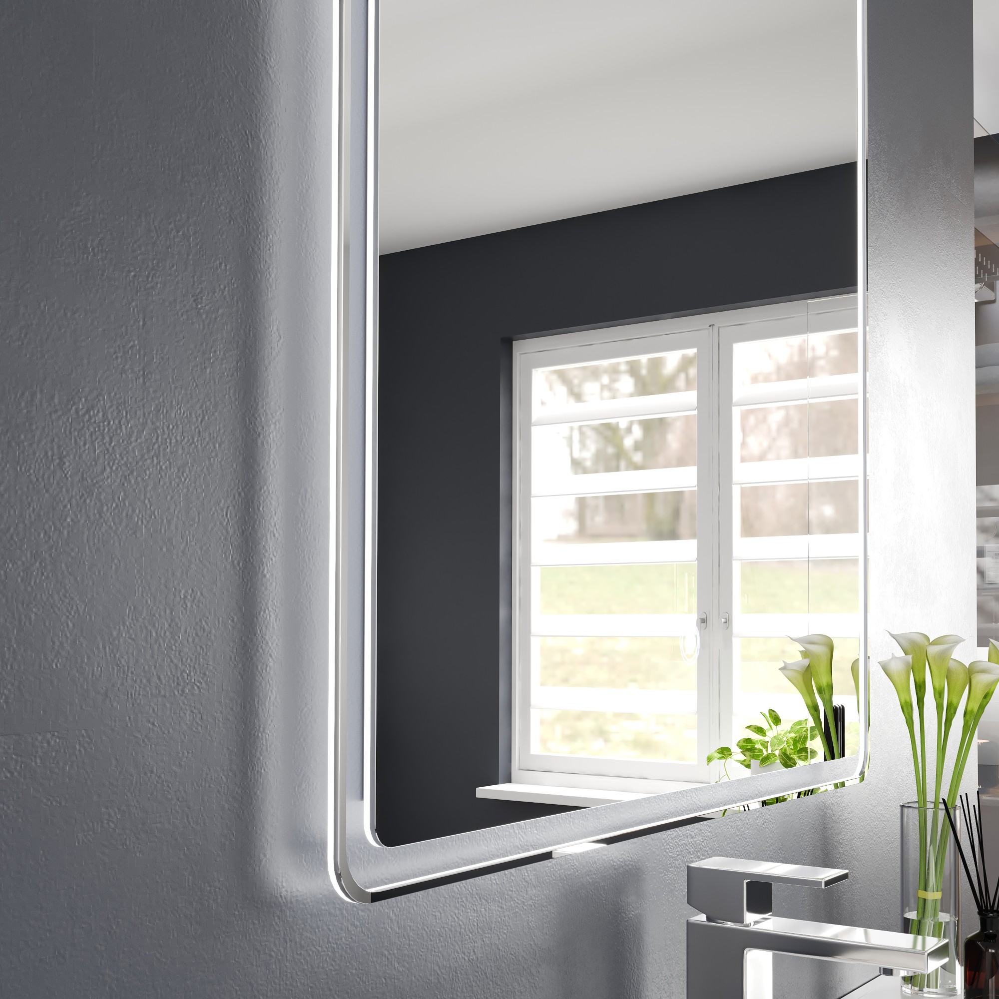 Eviva Velari 36-in x 42-in Beveled Frameless Rectangle LED Lighted Fog ...