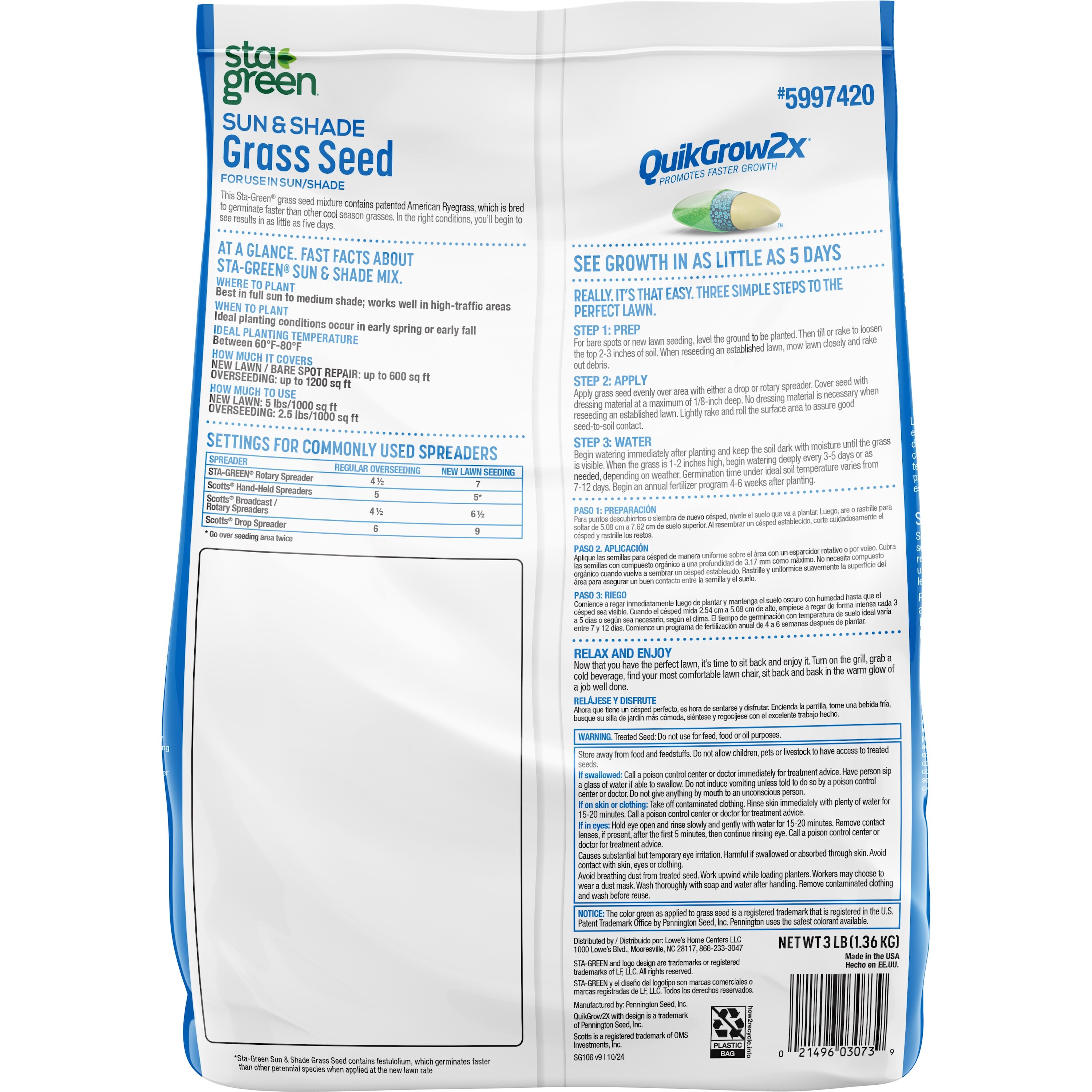 Sta-Green 3-lbs. Mixture/Blend Grass Seed in the Grass Seed department ...