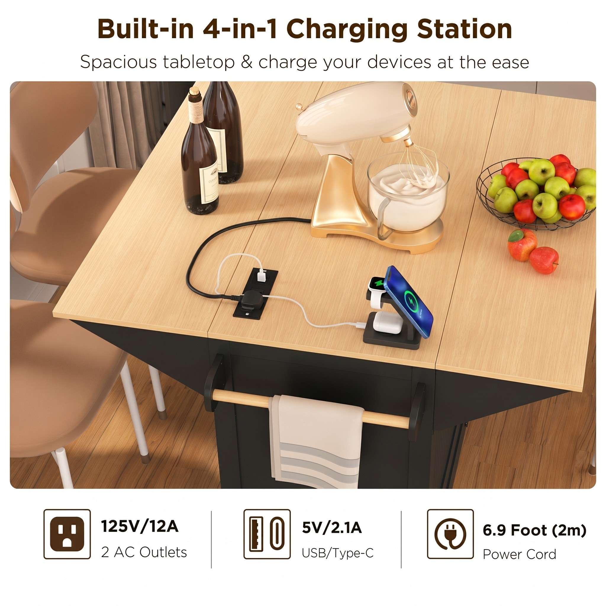 Horizons Prime 56 inch Black P2 Grade Environmental MDF Kitchen Island ...