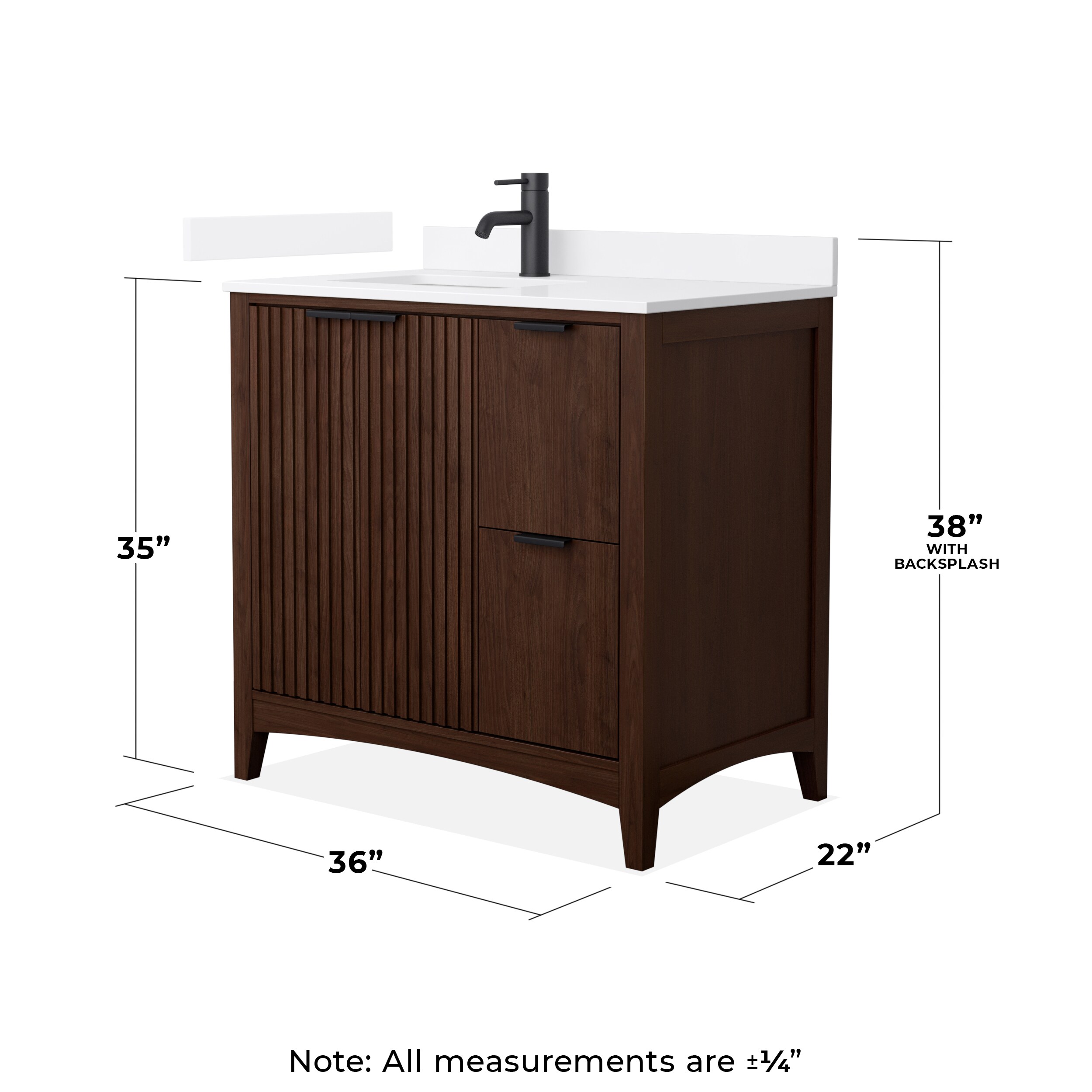 Wyndham Collection Palmilla 36-in Dark Walnut with Matte Black Trim ...