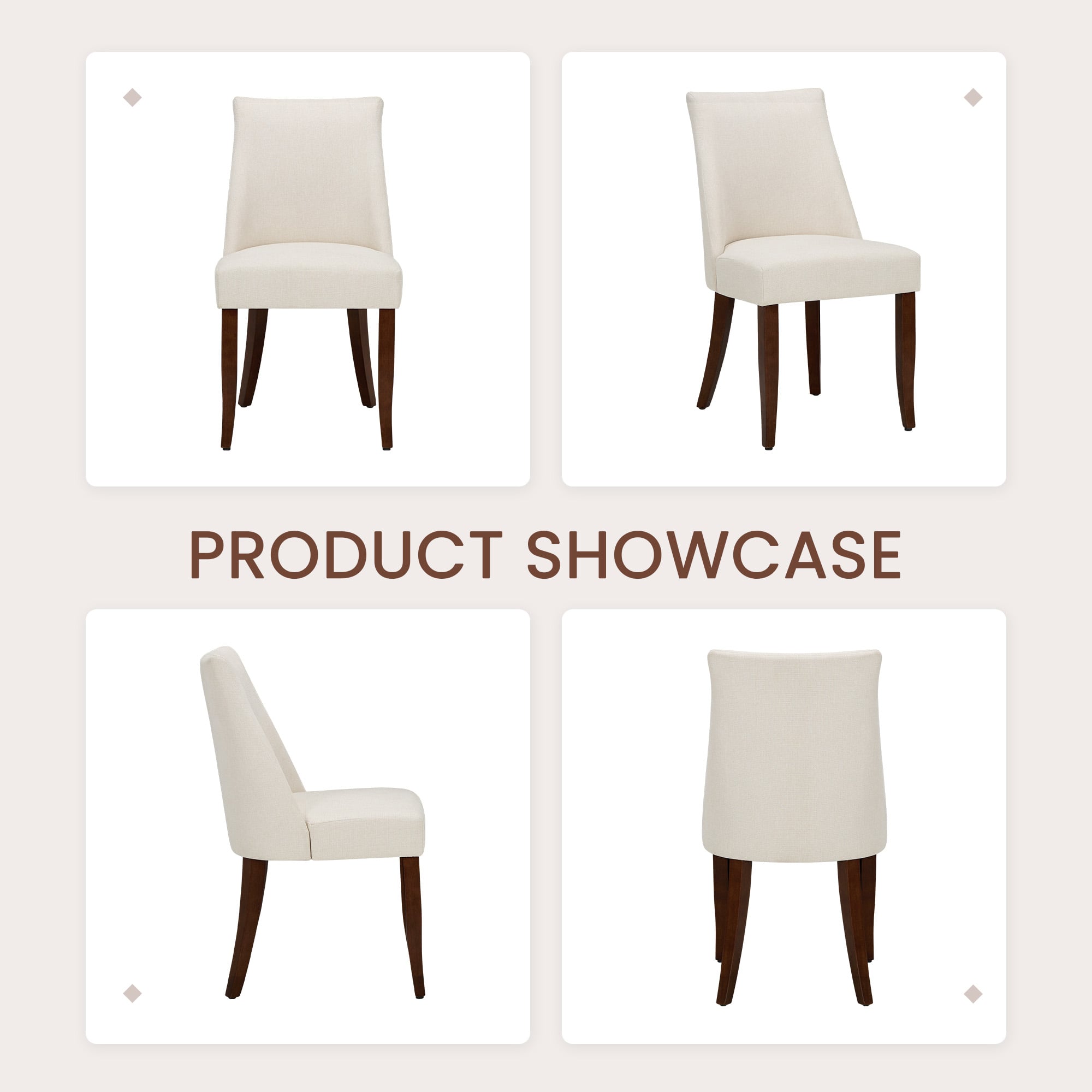Colamy Set of 6 Beige Dining Chairs Modern Upholstered Kitchen Side ...