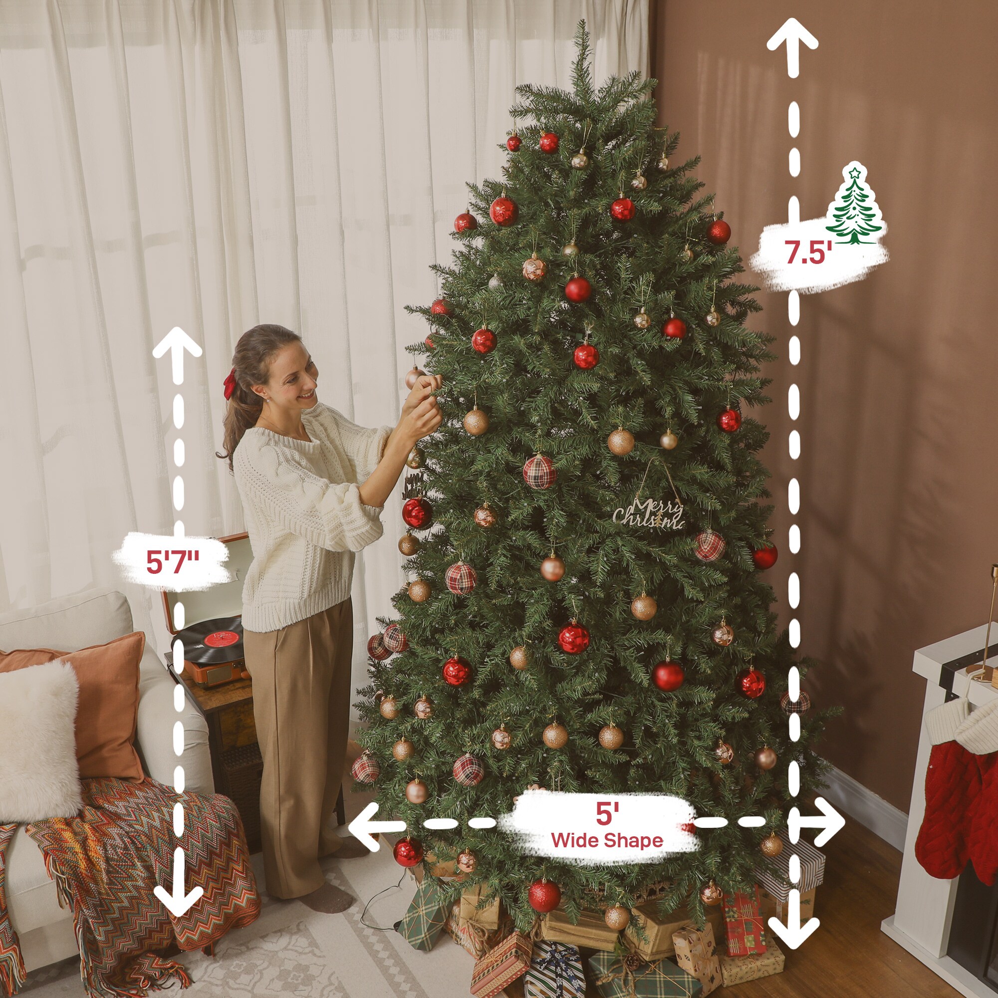 HomCom 7.5ft Smart Prelit Christmas Tree with Full Spectrum RGB ...