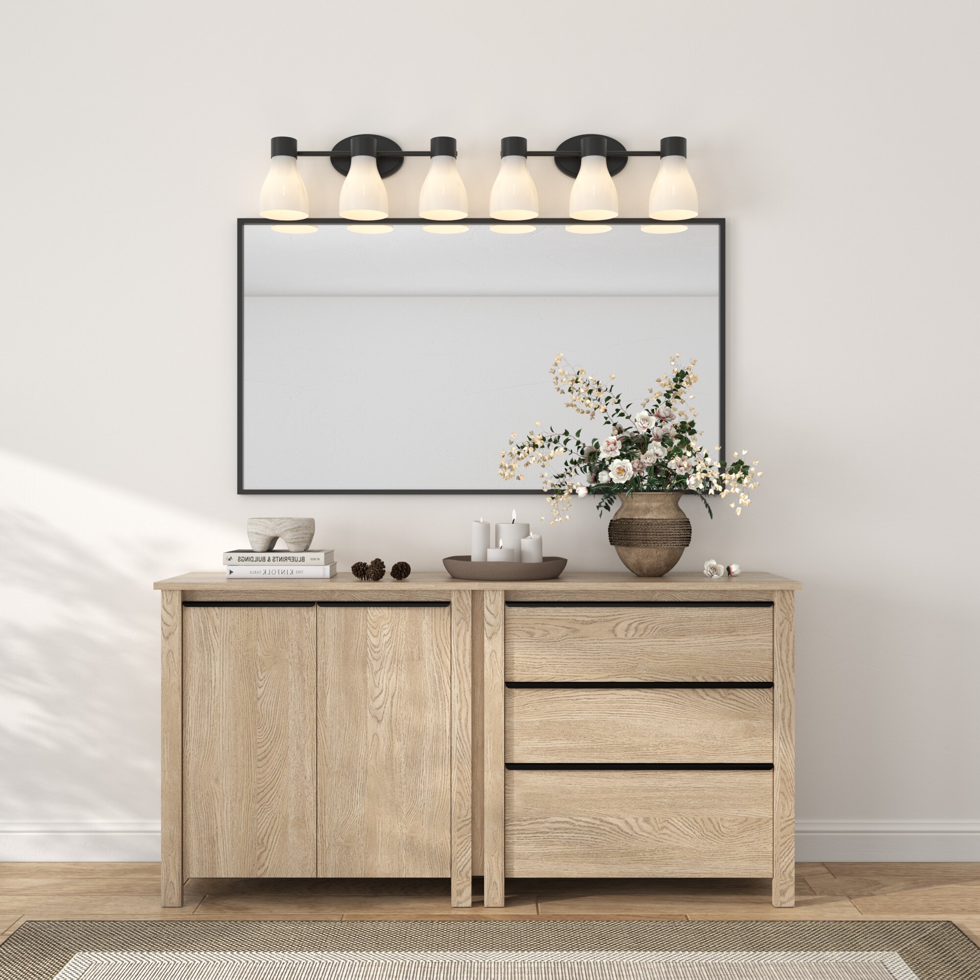ACROMA VEVOR 8-in 3 Light Matte Black Modern/contemporary Bathroom ...