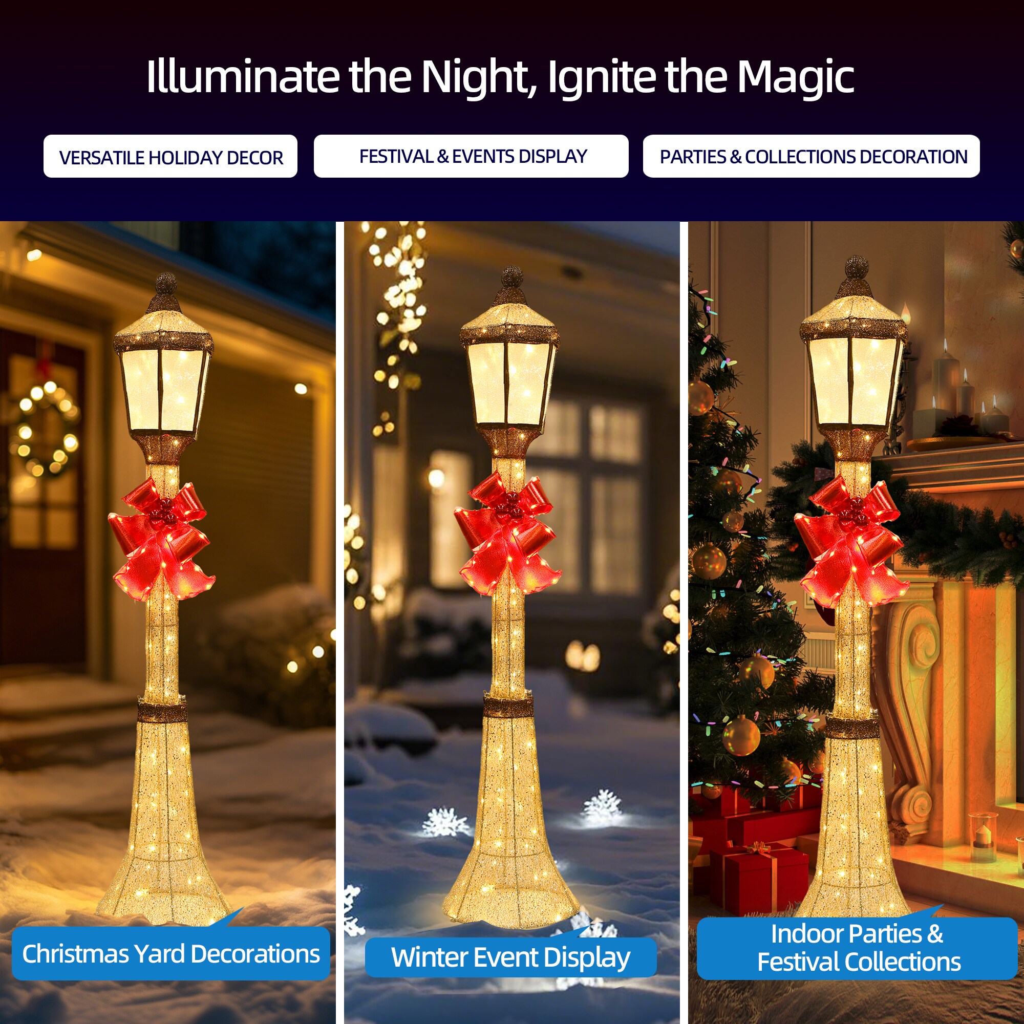 Starfree 60.01-in Freestanding Lamp post Yard decoration with White LED ...