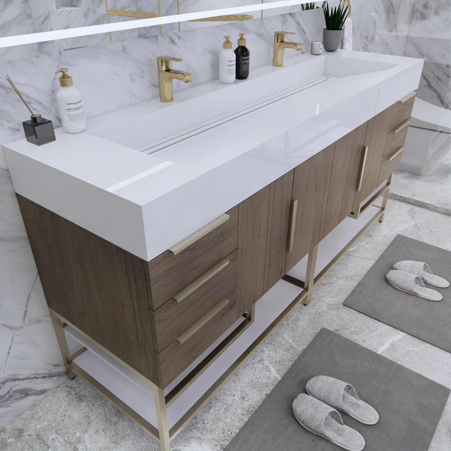 BV Better Vanity Bethany 72-in Light Oak Double Sink Bathroom Vanity ...