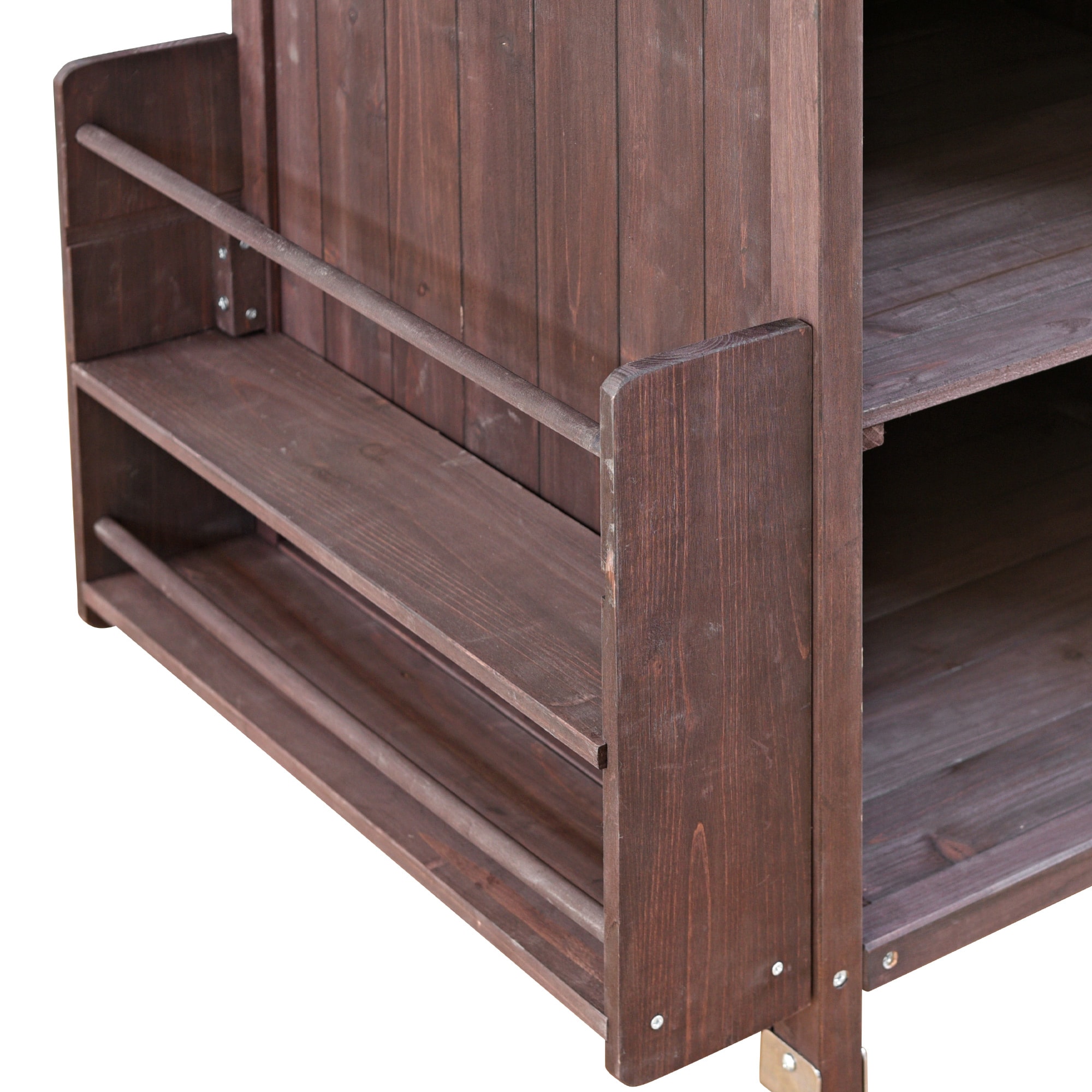 Bybafun Stainless Steel Top Brown Douglas fir Outdoor Serving Cart in ...