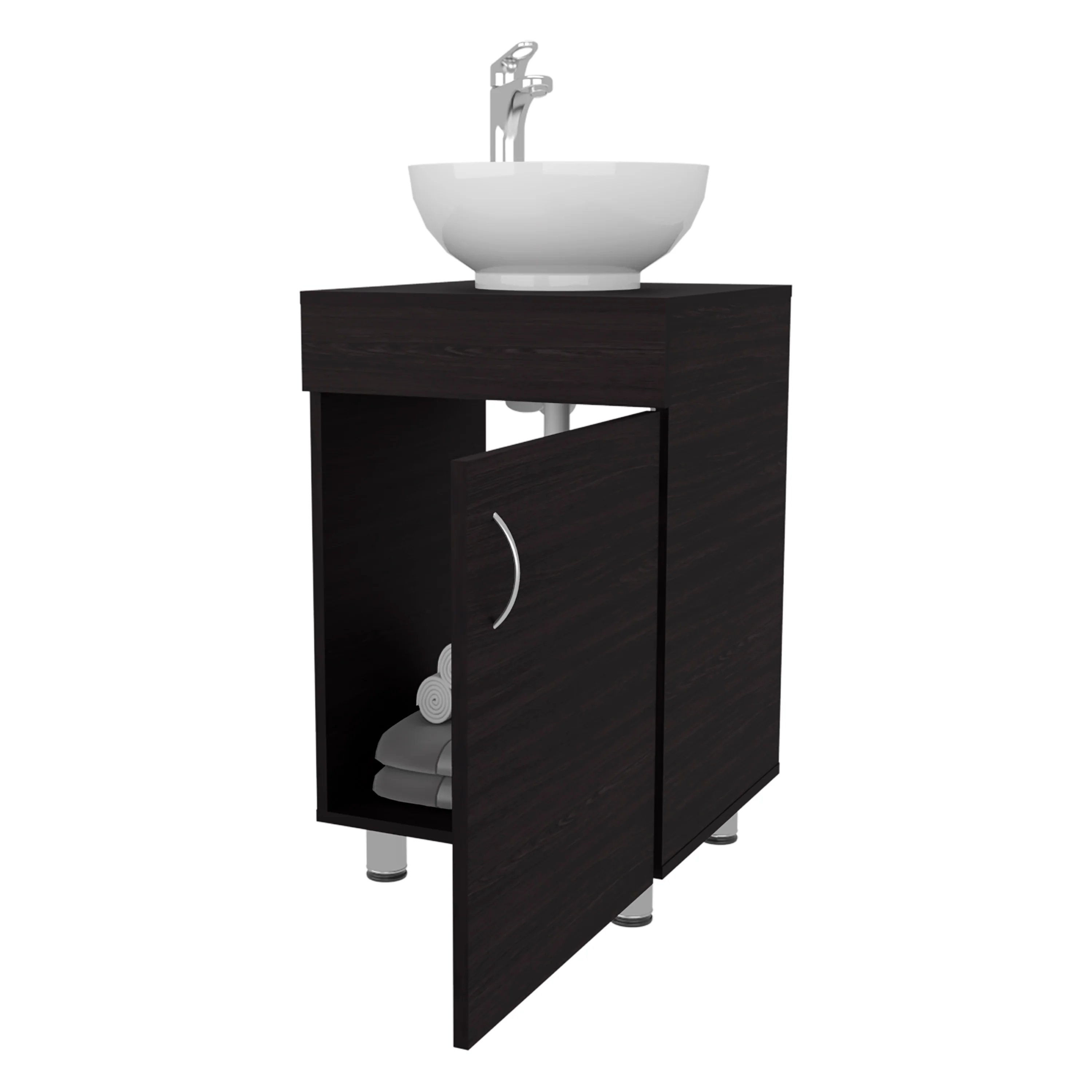 Tinyhomie Wengue Bathroom Vanity Integrated Sink Modern Compact ...