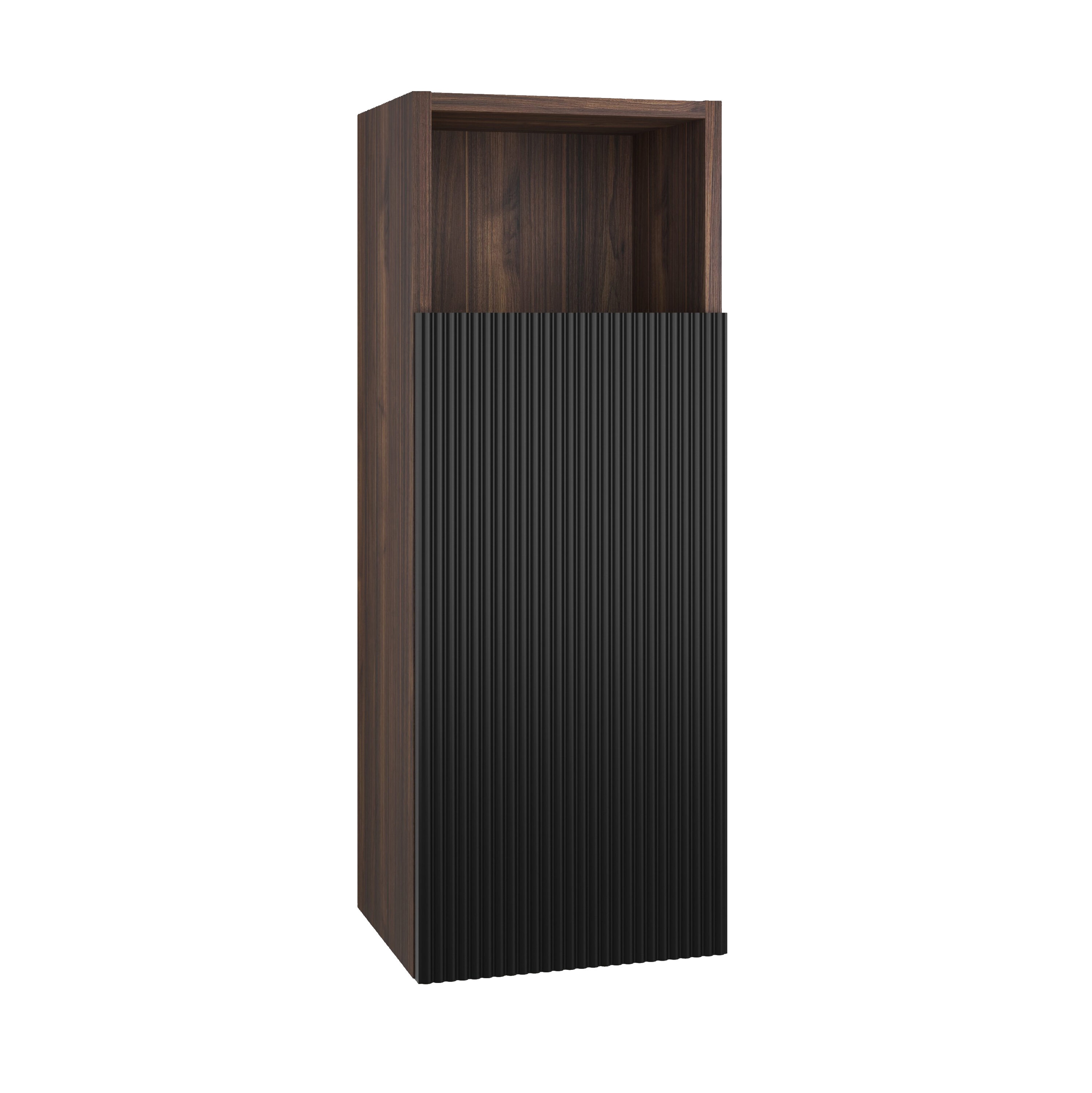 GDFStudio Echo Black and Walnut Bathroom Floating Side Cabinet - Wall ...