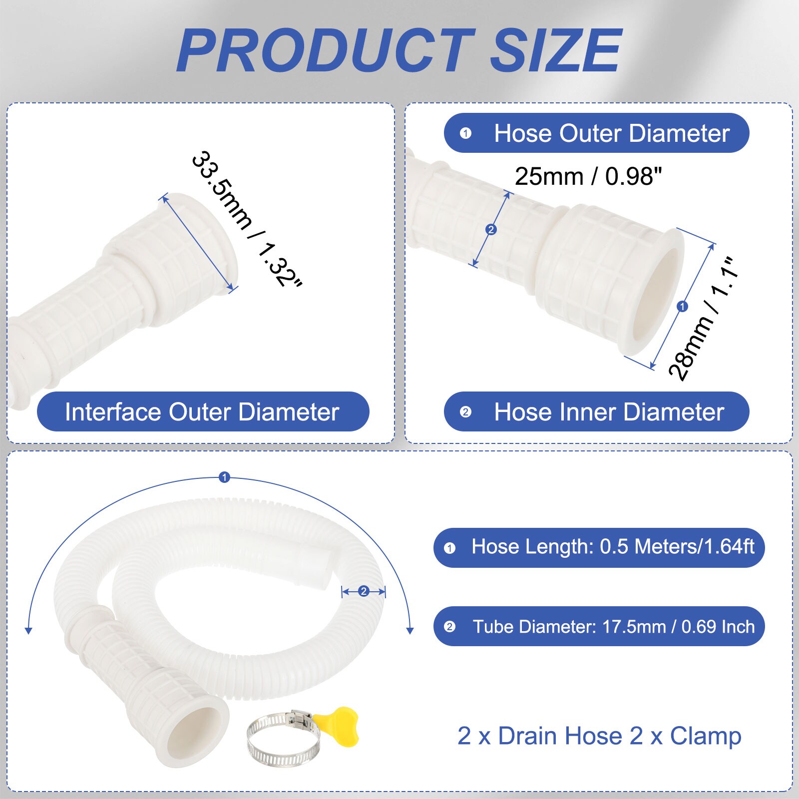 PATIKIL 1.64ft Air Conditioner Drain Kit 2 Sets Universal AC Drain Hose ...