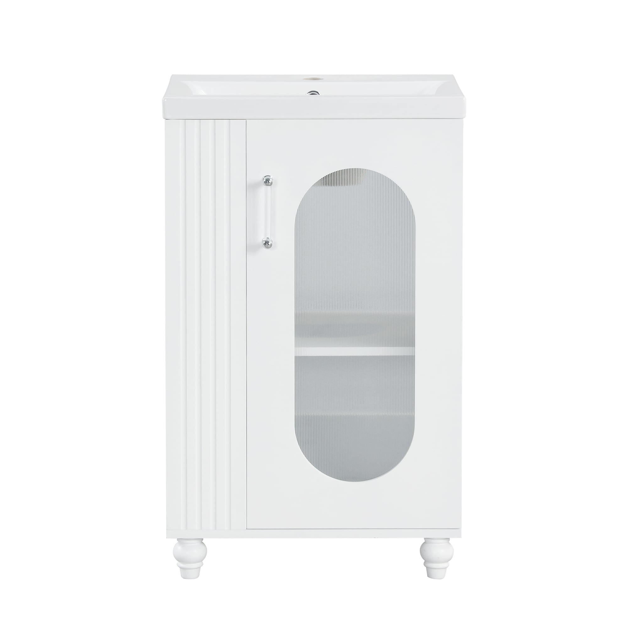 AAZJ 20-in White Single Sink Bathroom Vanity with white Ceramic Top in ...