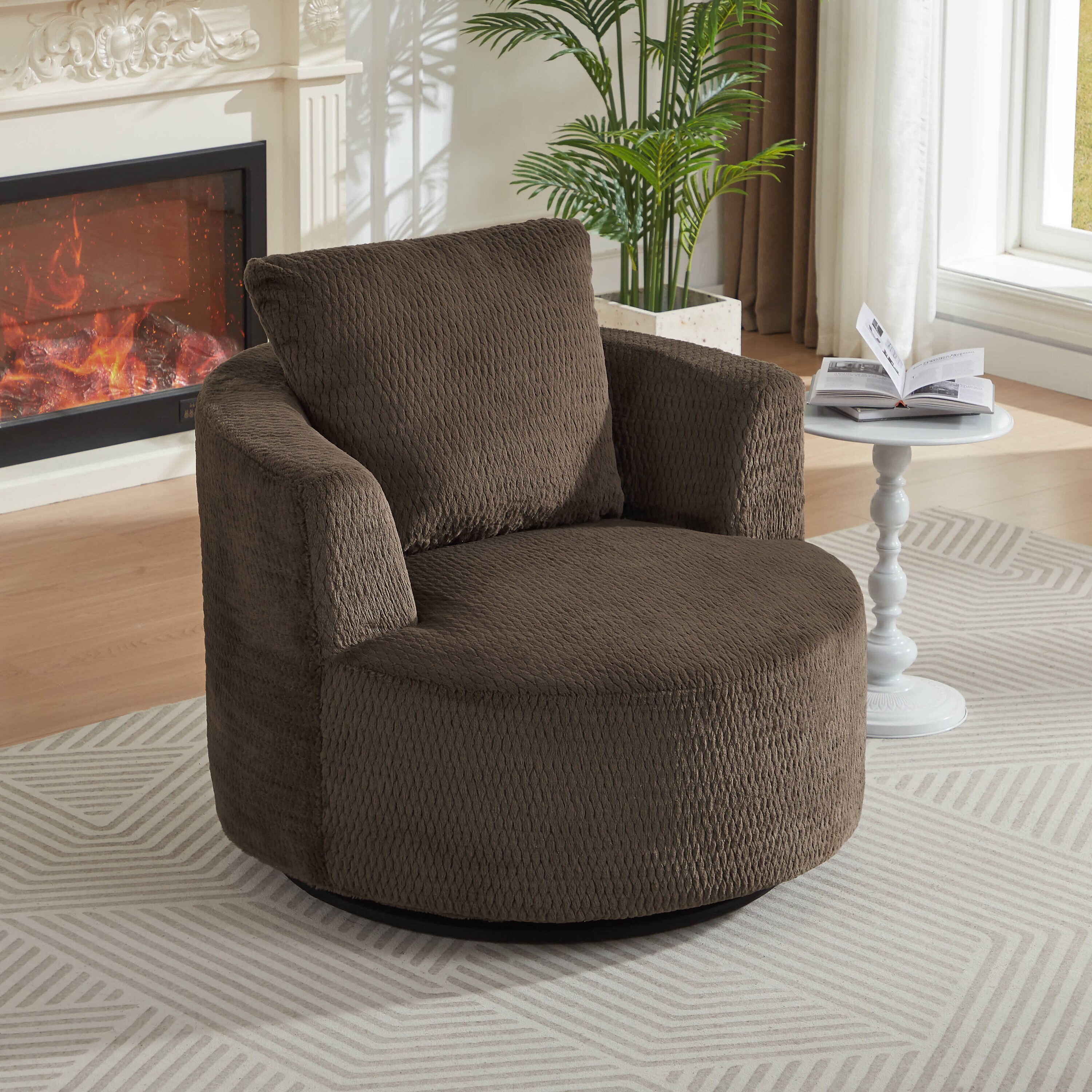 Rbied Compressible 360° Swivel Accent Chair Modern Comfort Seating for ...