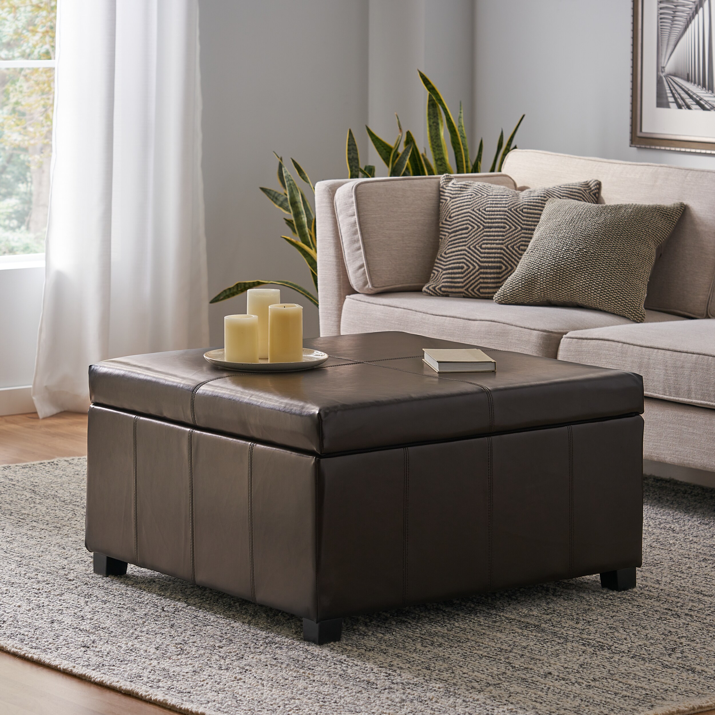 Christopher Knight Home Bonded Leather Storage Ottoman-Espresso in the ...