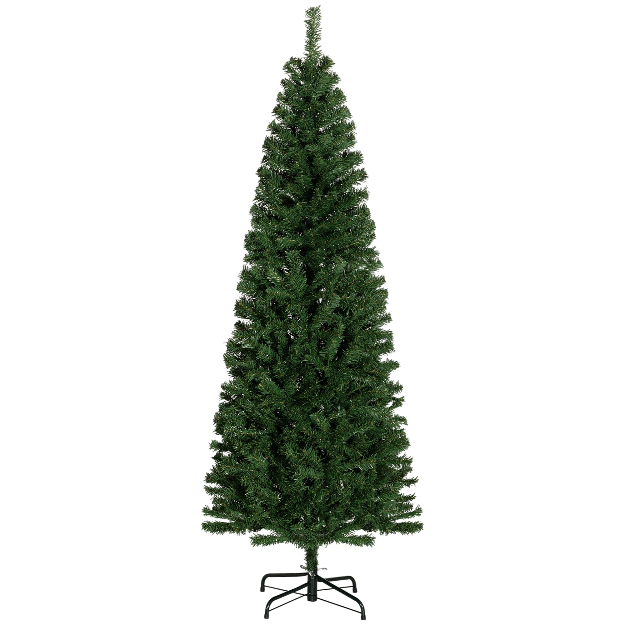 HomCom 6ft Pencil Christmas Tree Unlit Artificial Christmas Tree Slim ...