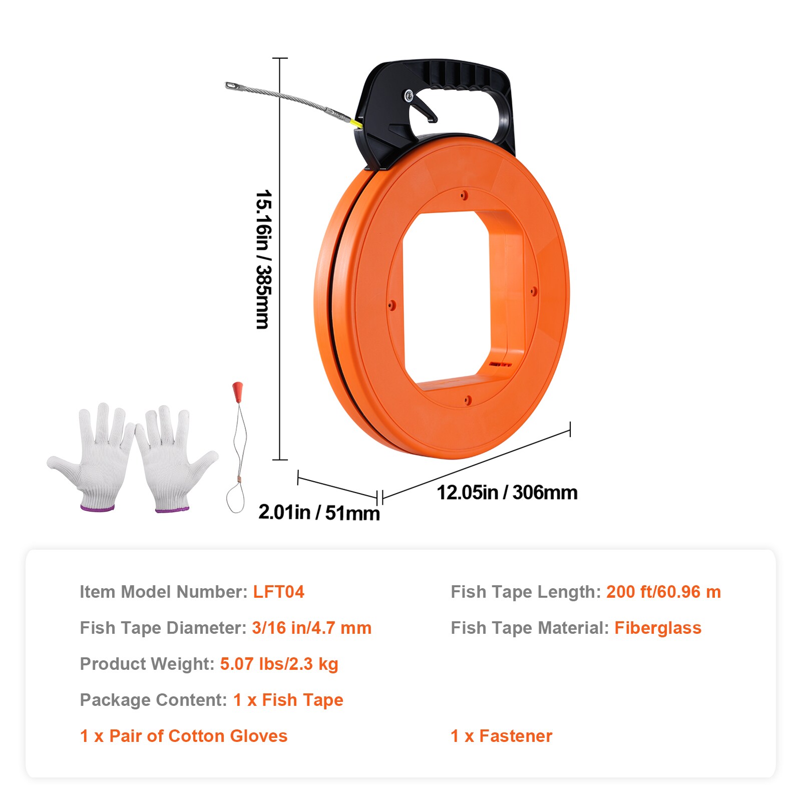 GIVIMO 200-ft Fiberglass Rod 3/16-in Diameter Non-Conductive Pulling ...
