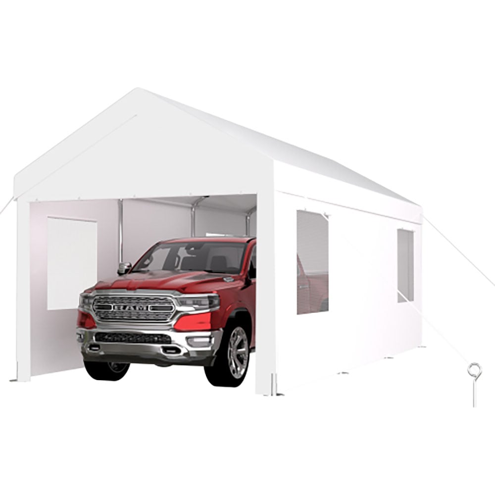 GZMR 12-ft W x 20-ft L x 9.7-ft H White Metal Carport with ...