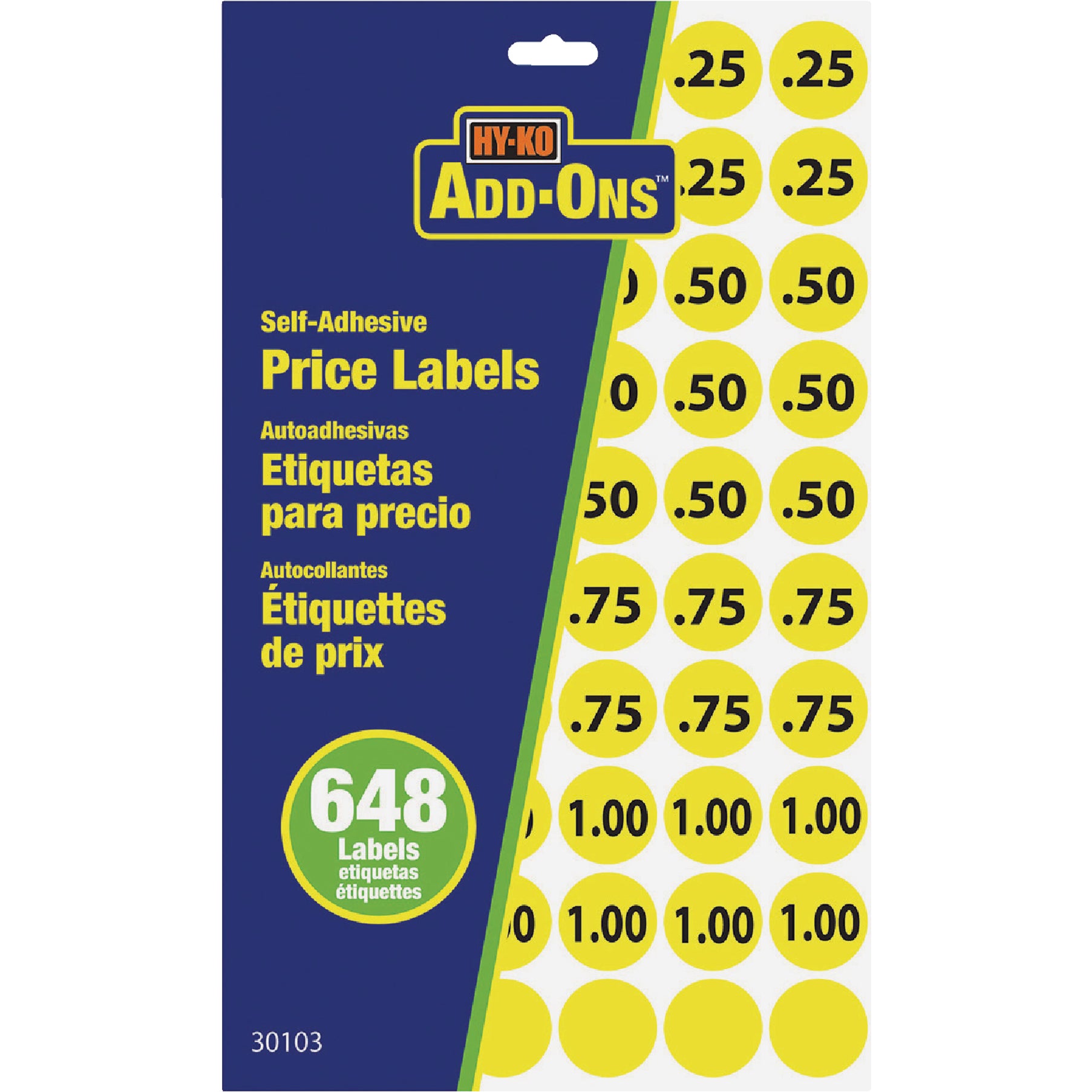 Hy-Ko Products 30103 Price Labels 3/4 Black/Fluorescent Yellow (Pack of ...