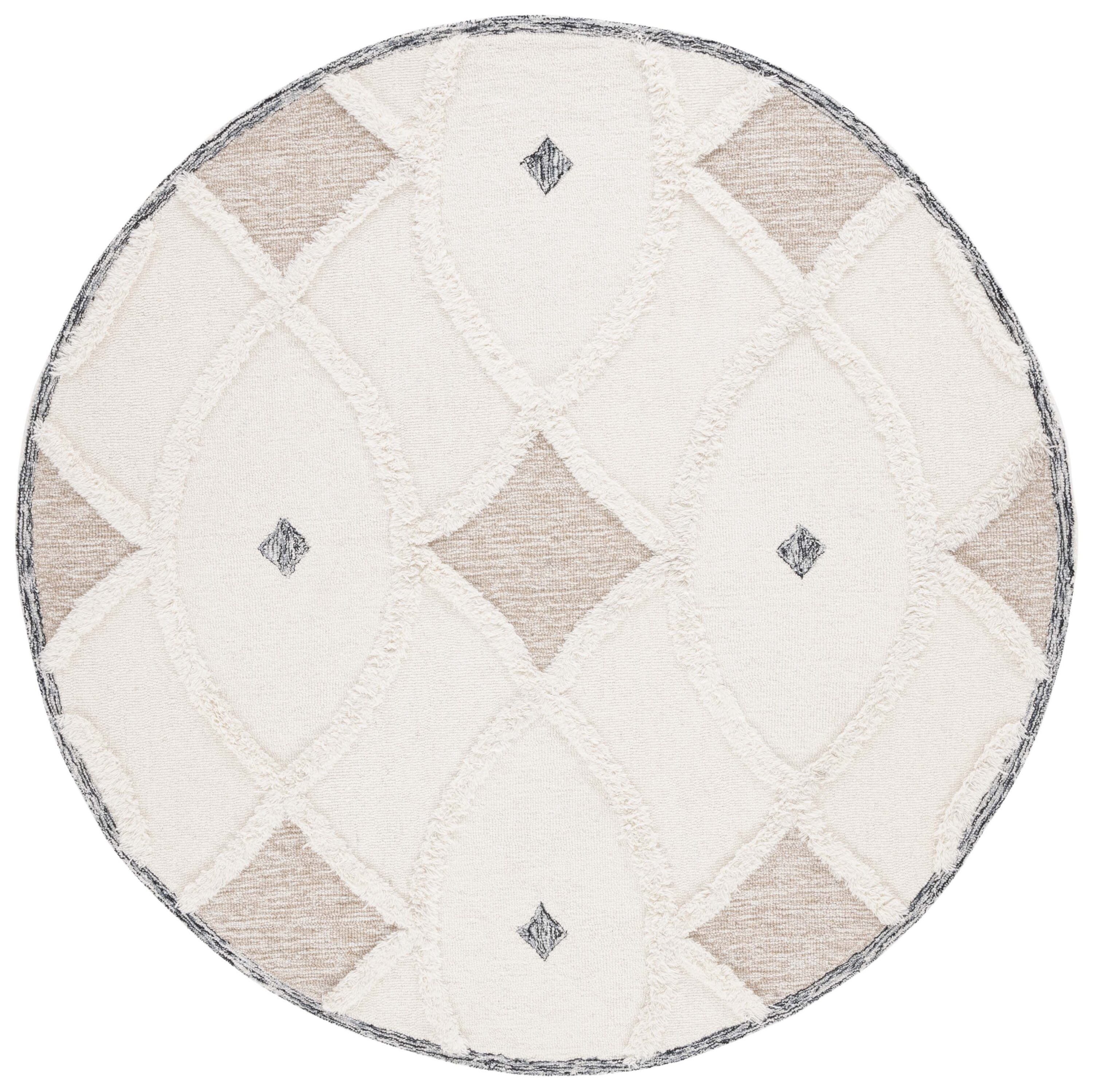Safavieh Casablanca 991 Ivory/Brown Contemporary 6ft x 6ft Round Rug in ...