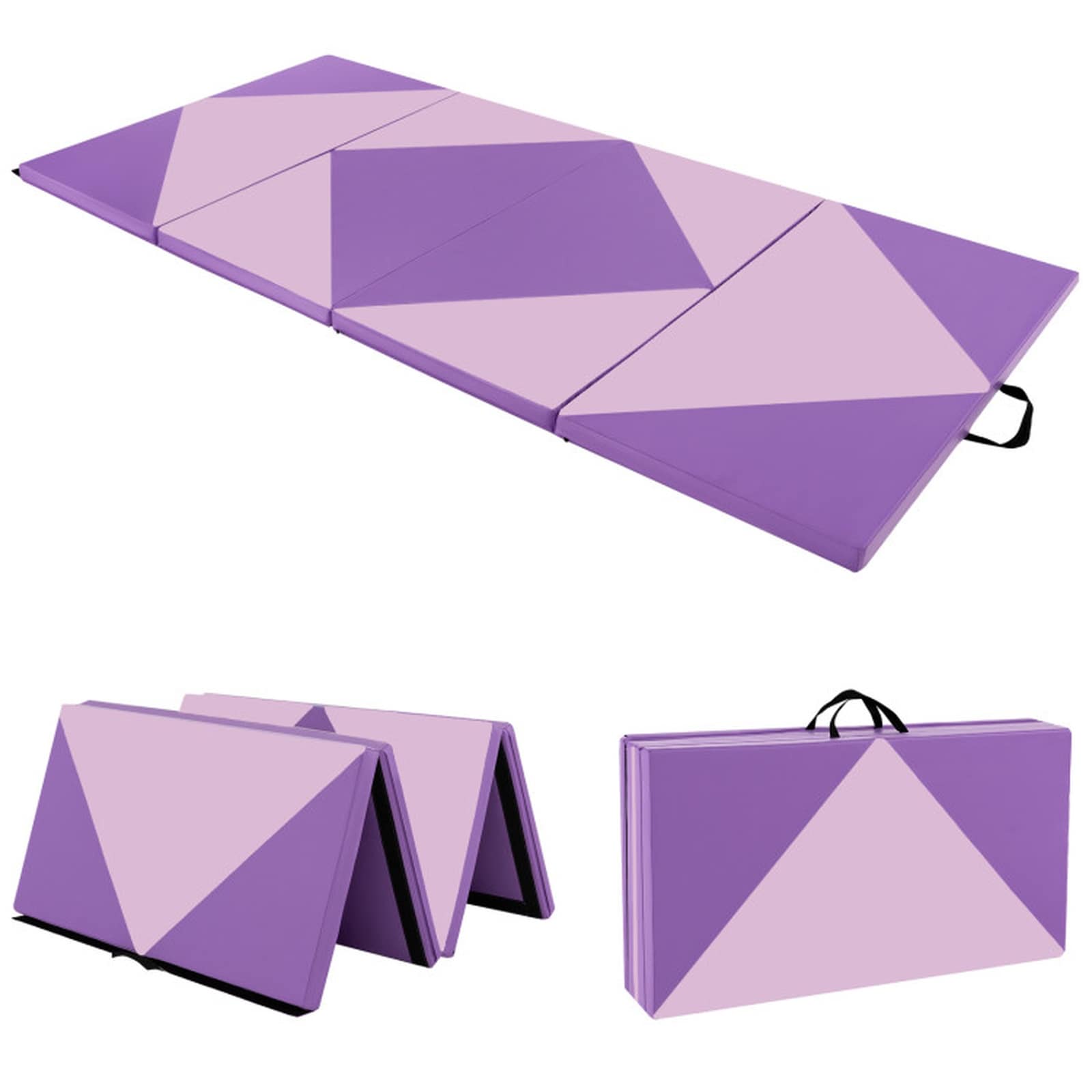 SUGIFT 8-ft PU Leather Folding Gymnastics Mat 4-Fold 8-ft x 4-ft x 2-in ...